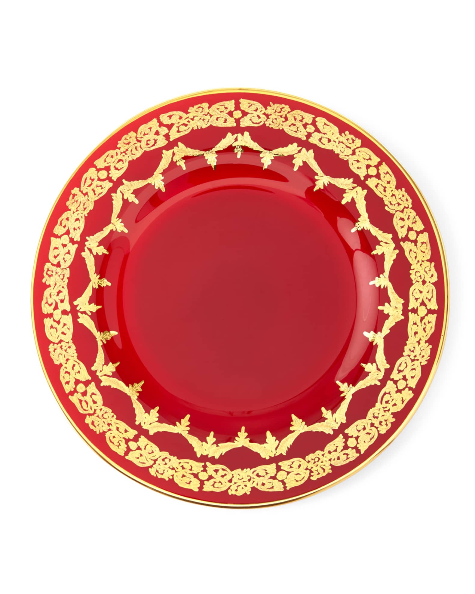 red dining set plates