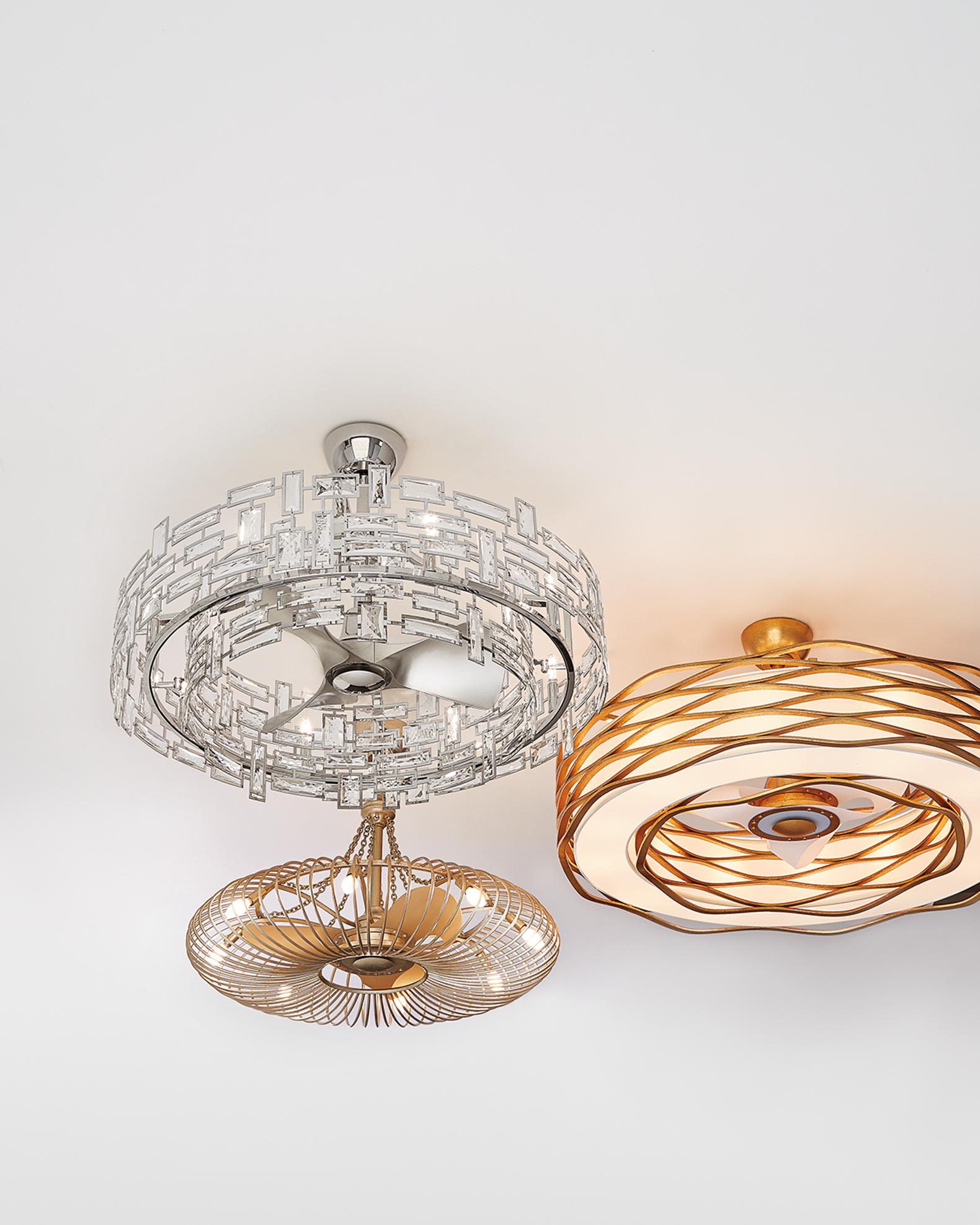 John-Richard Collection Ribbons of Gold 12-Light Pendant with Fan ...