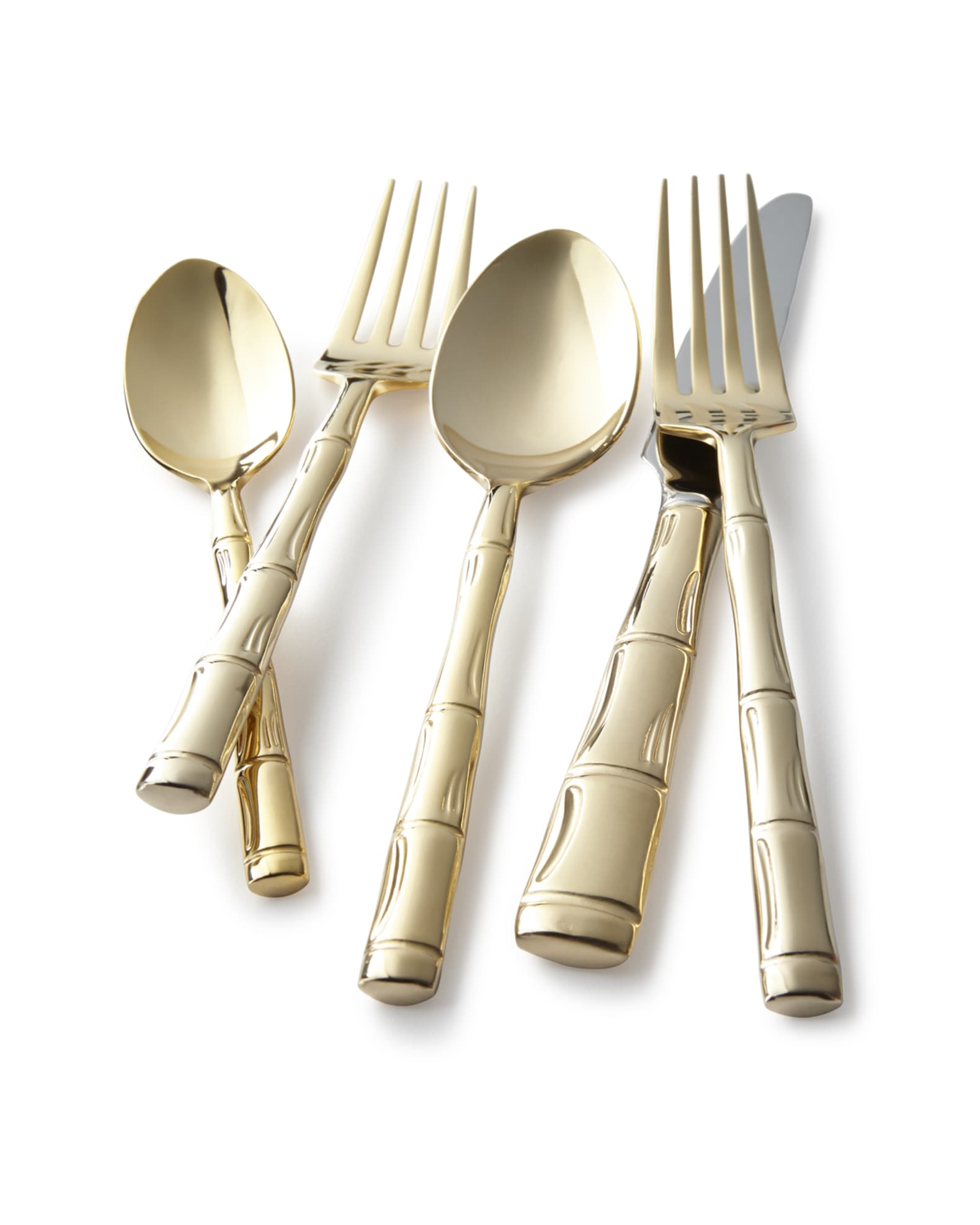 Wallace Silversmiths 20-Piece Gold Bamboo Flatware Service | Neiman Marcus