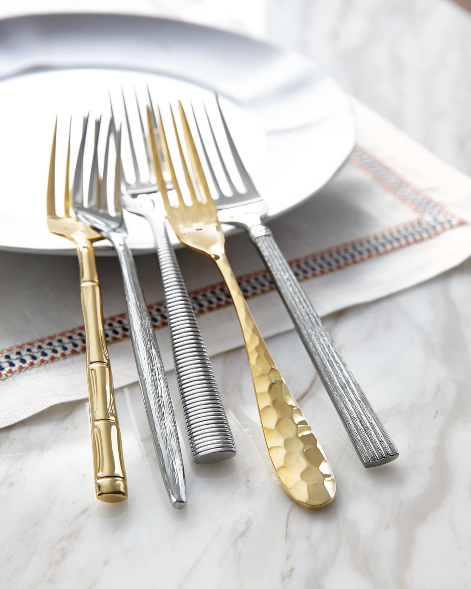 Wallace Silversmiths 20-Piece Gold Bamboo Flatware Service | Neiman Marcus