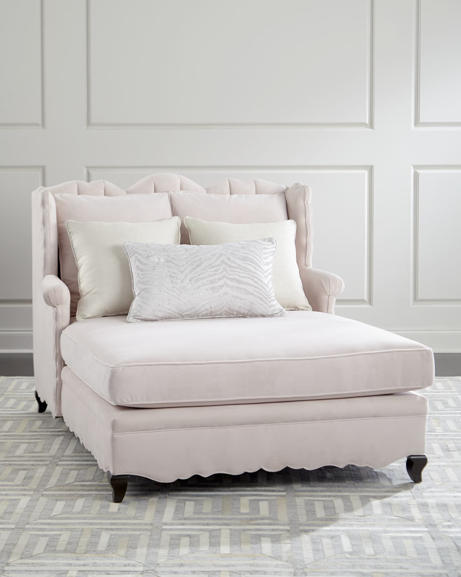Haute House Bella Blush Tufted Back Chaise | Neiman Marcus