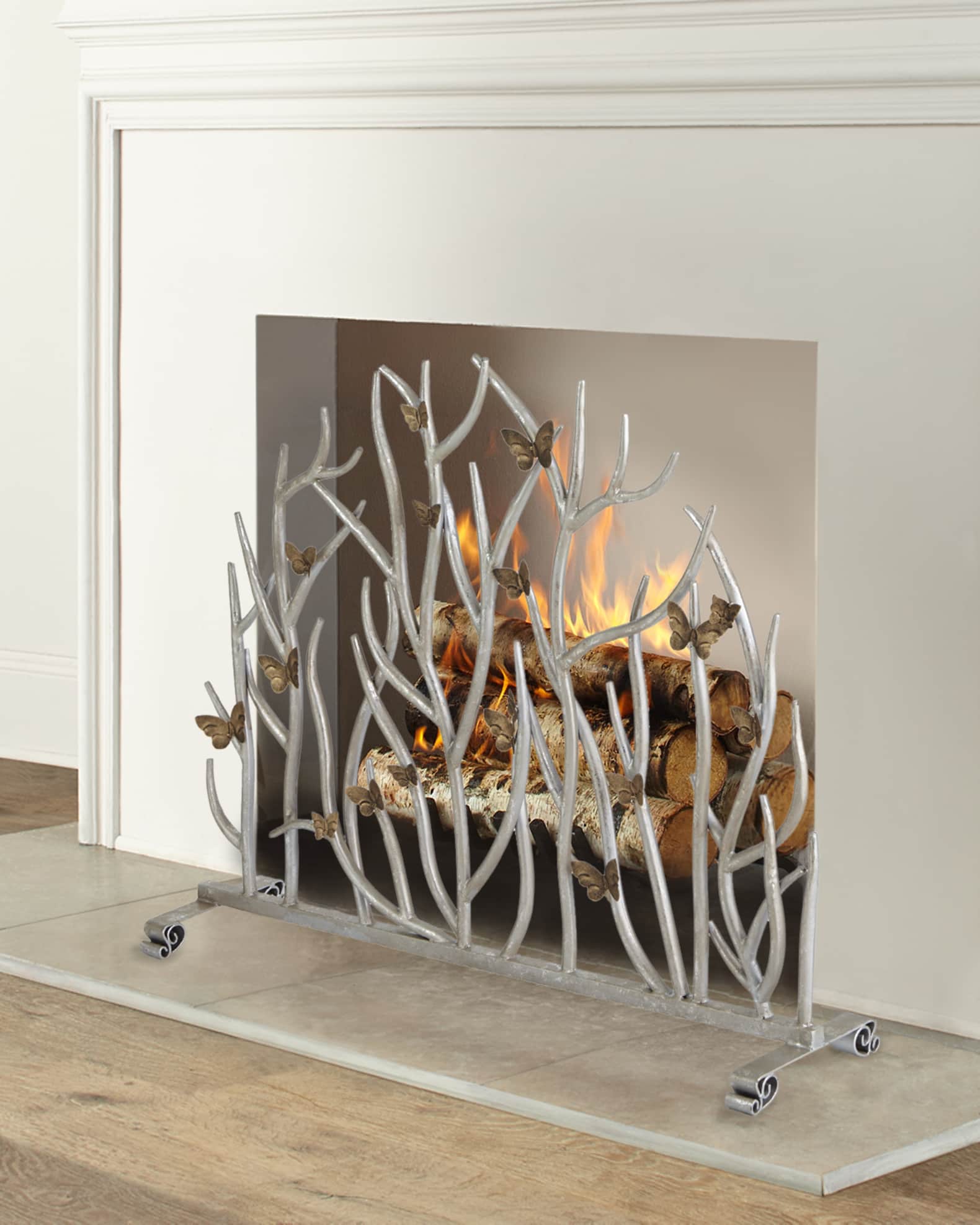 Twig Fireplace Screen with Golden Butterflies | Neiman Marcus
