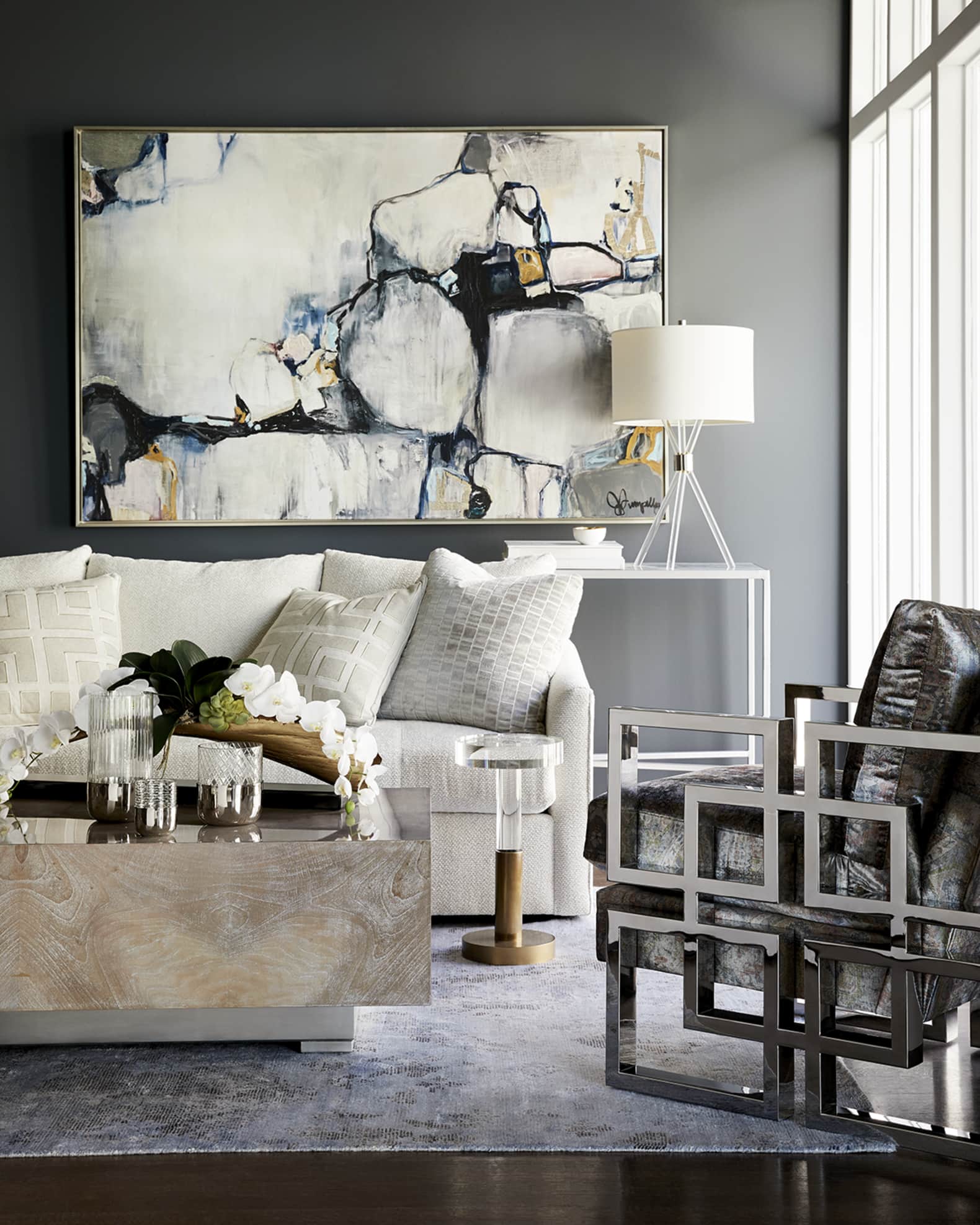 John-Richard Collection Crystal and Brass Martini Side Table | Neiman ...