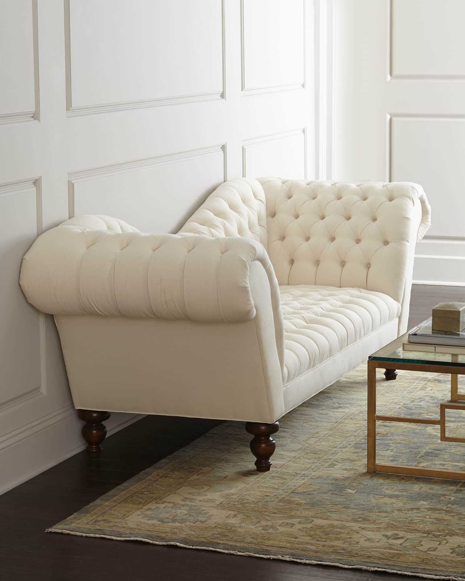 Old Hickory Tannery Ellsworth Neutral Recamier Sofa 94" | Neiman Marcus
