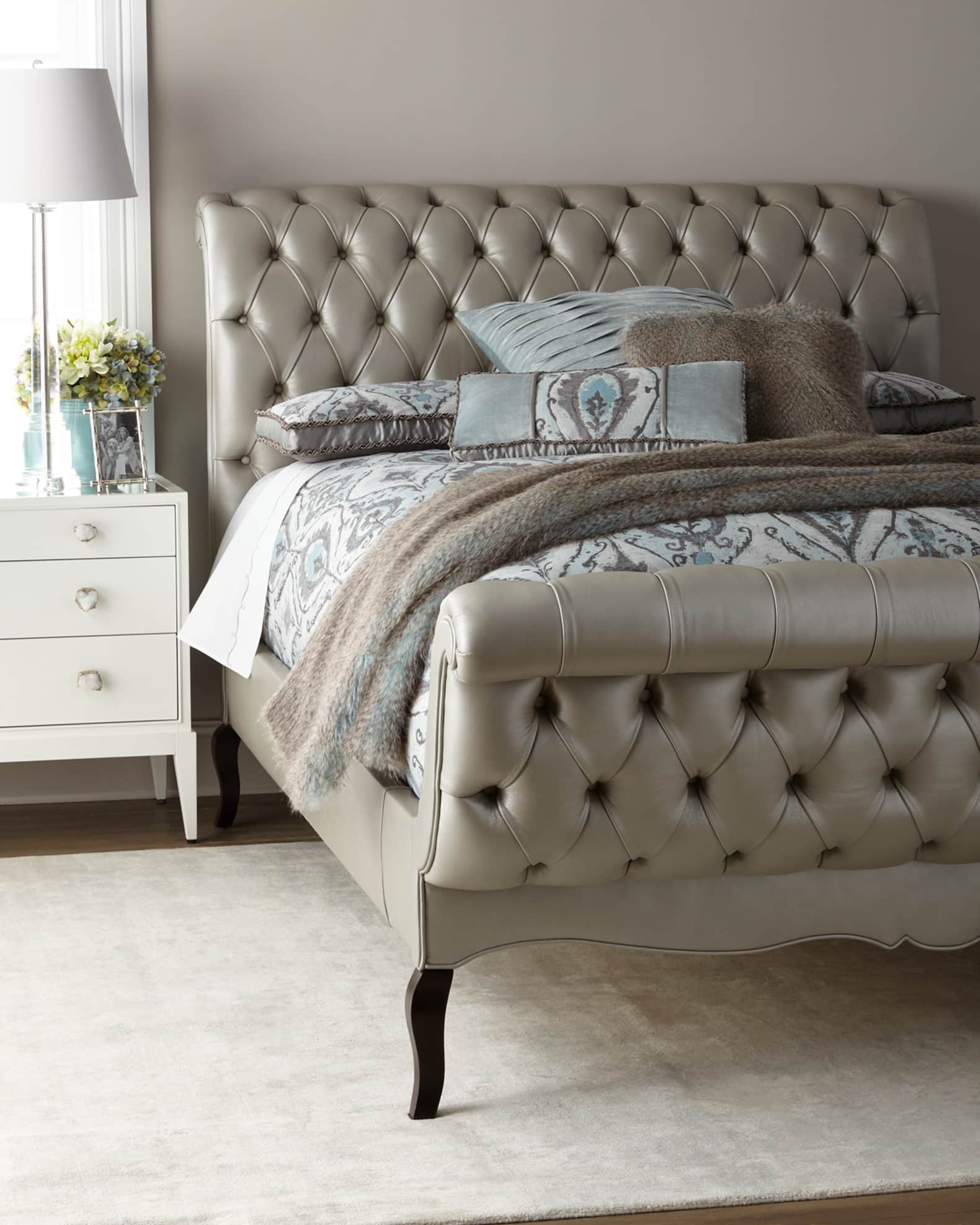 Duncan Fife Leather King Bed | Neiman Marcus