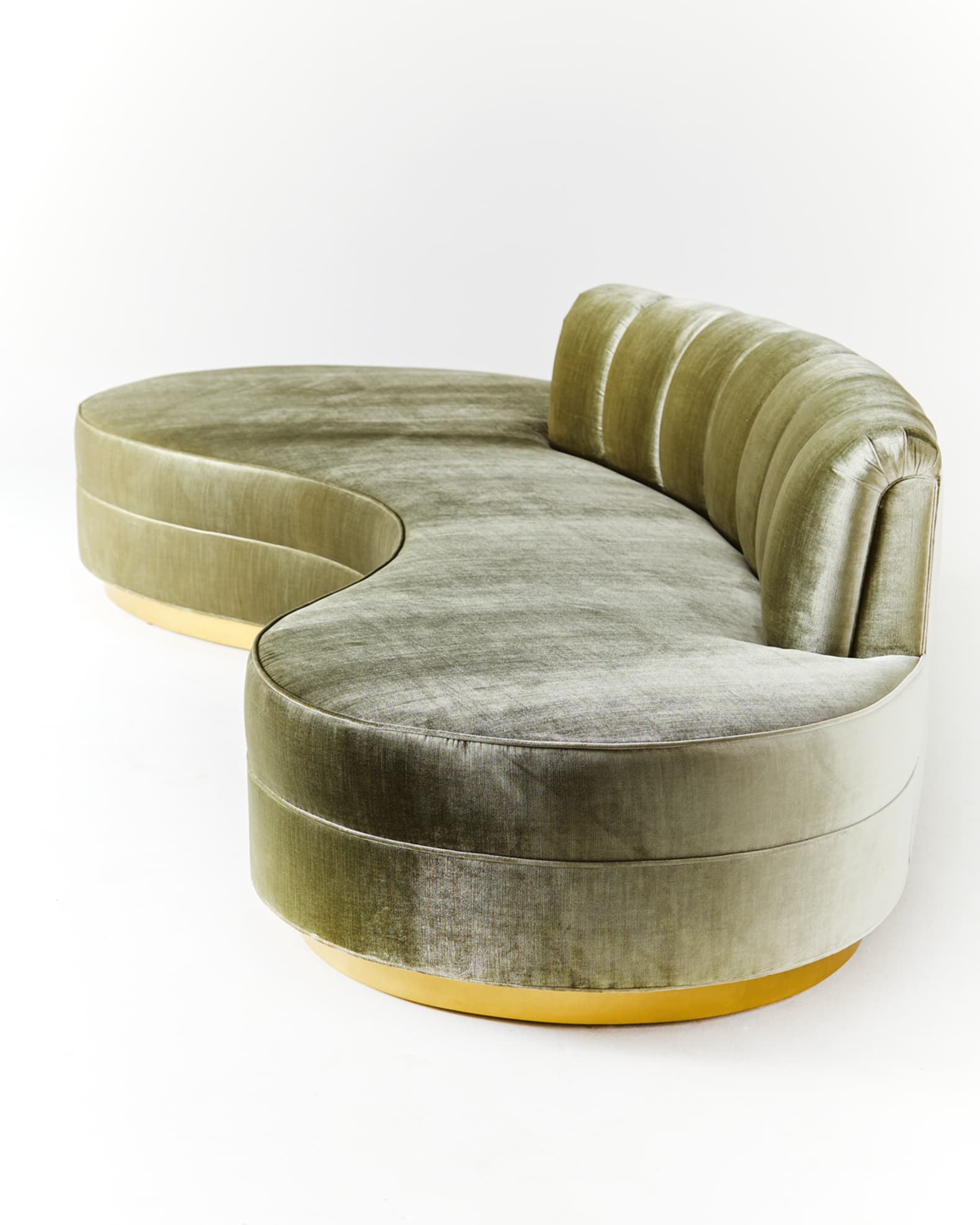 Haute House Layla Channel Tufted Curved Sofa 121" | Neiman Marcus