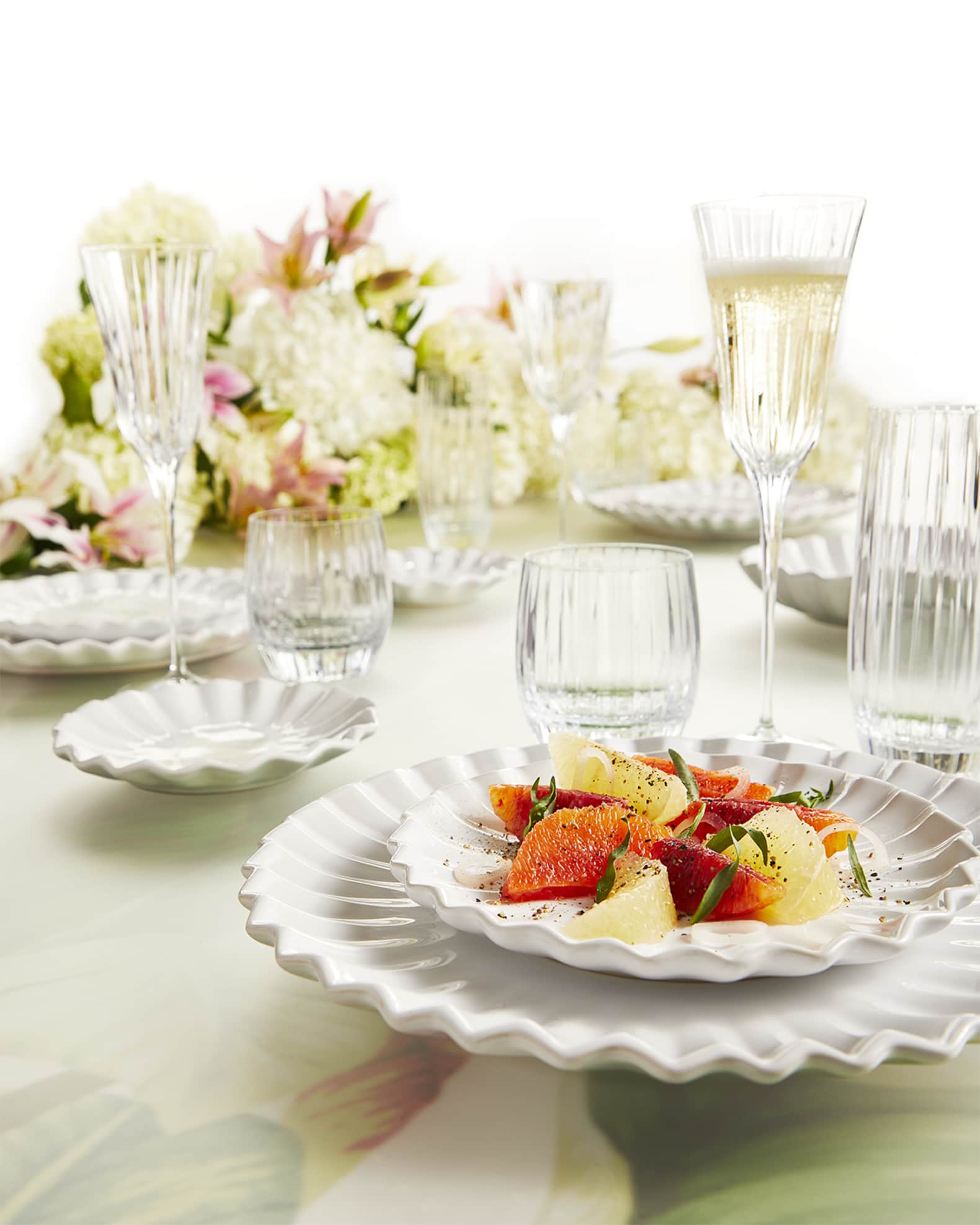 Vietri Incanto Stone Ruffle Dinner Plate, White | Neiman Marcus