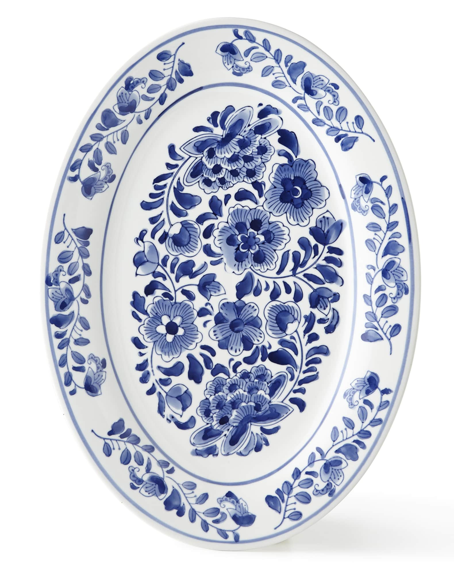 Neiman Marcus Assorted Blue & White Oval Platter | Neiman Marcus