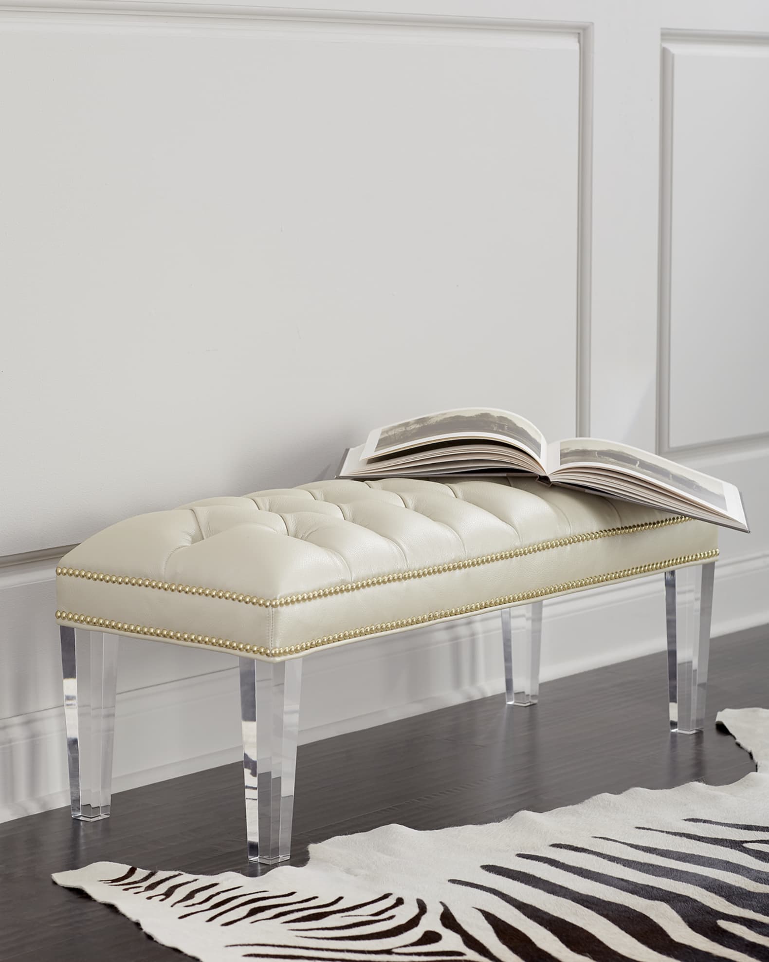 Haute House Custan Leather Bench 42" | Neiman Marcus