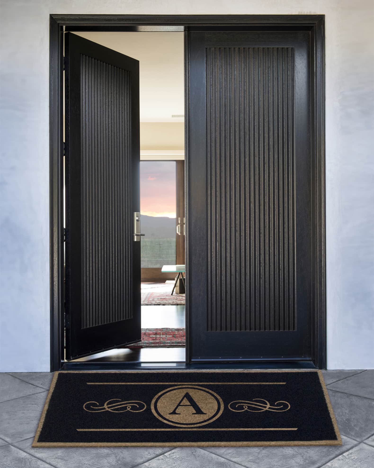 3 X 5 Natural Custom Scroll Monogrammed Door Rug | Neiman Marcus