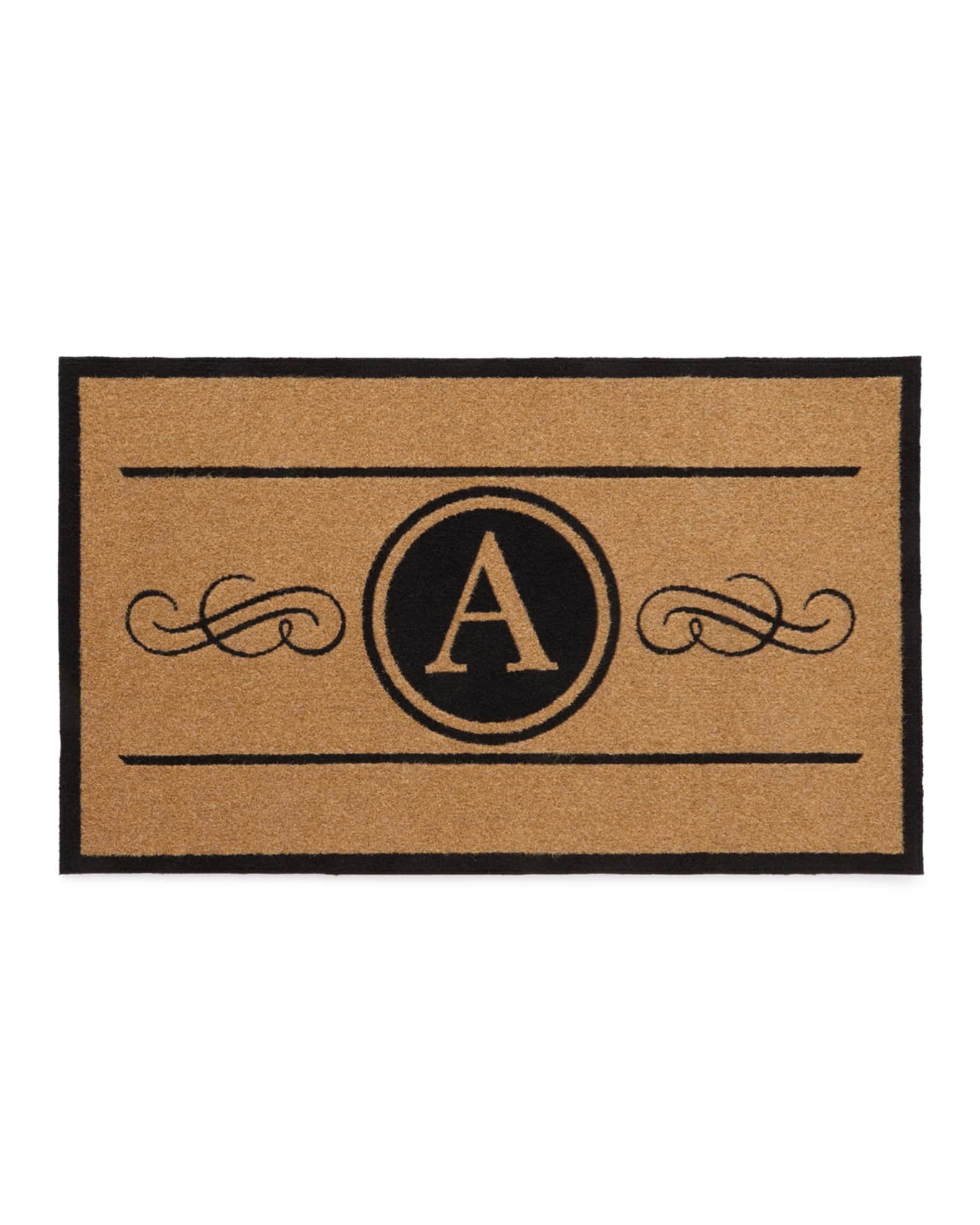 3 X 5 Natural Custom Scroll Monogrammed Door Rug | Neiman Marcus