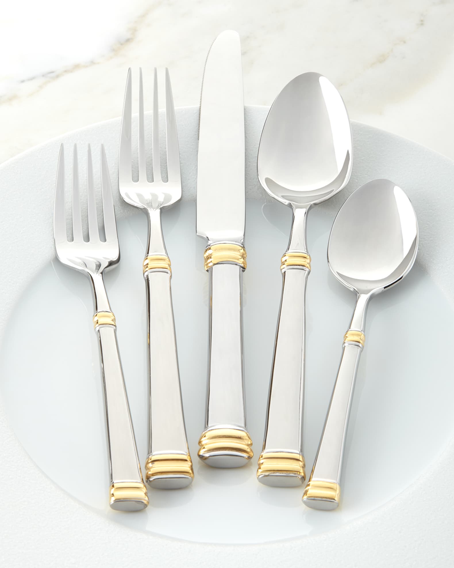 Ricci Silversmith 45-Piece Gold Bramasole Flatware Service | Neiman Marcus