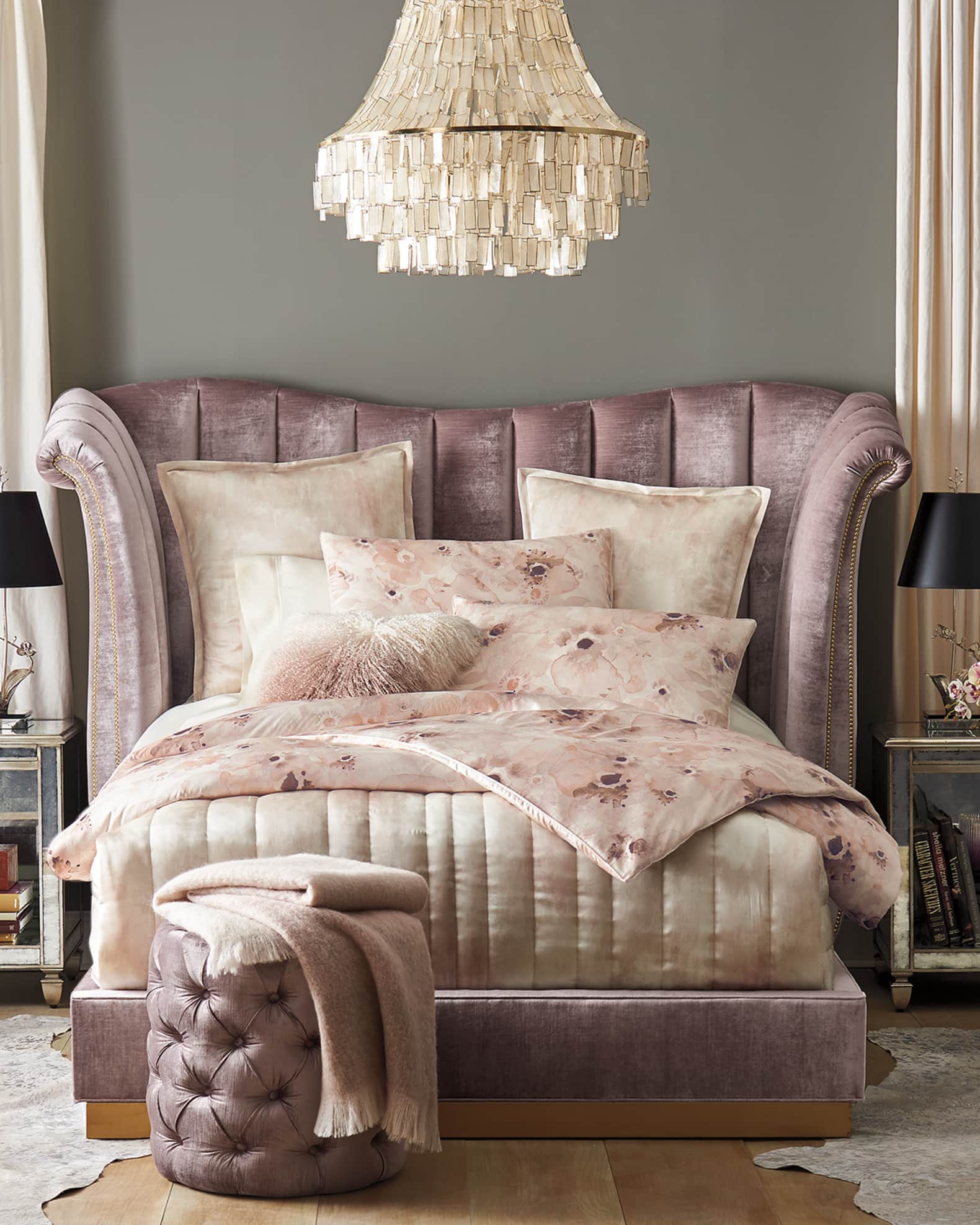 Moira Channel Tufted Queen Bed Neiman Marcus
