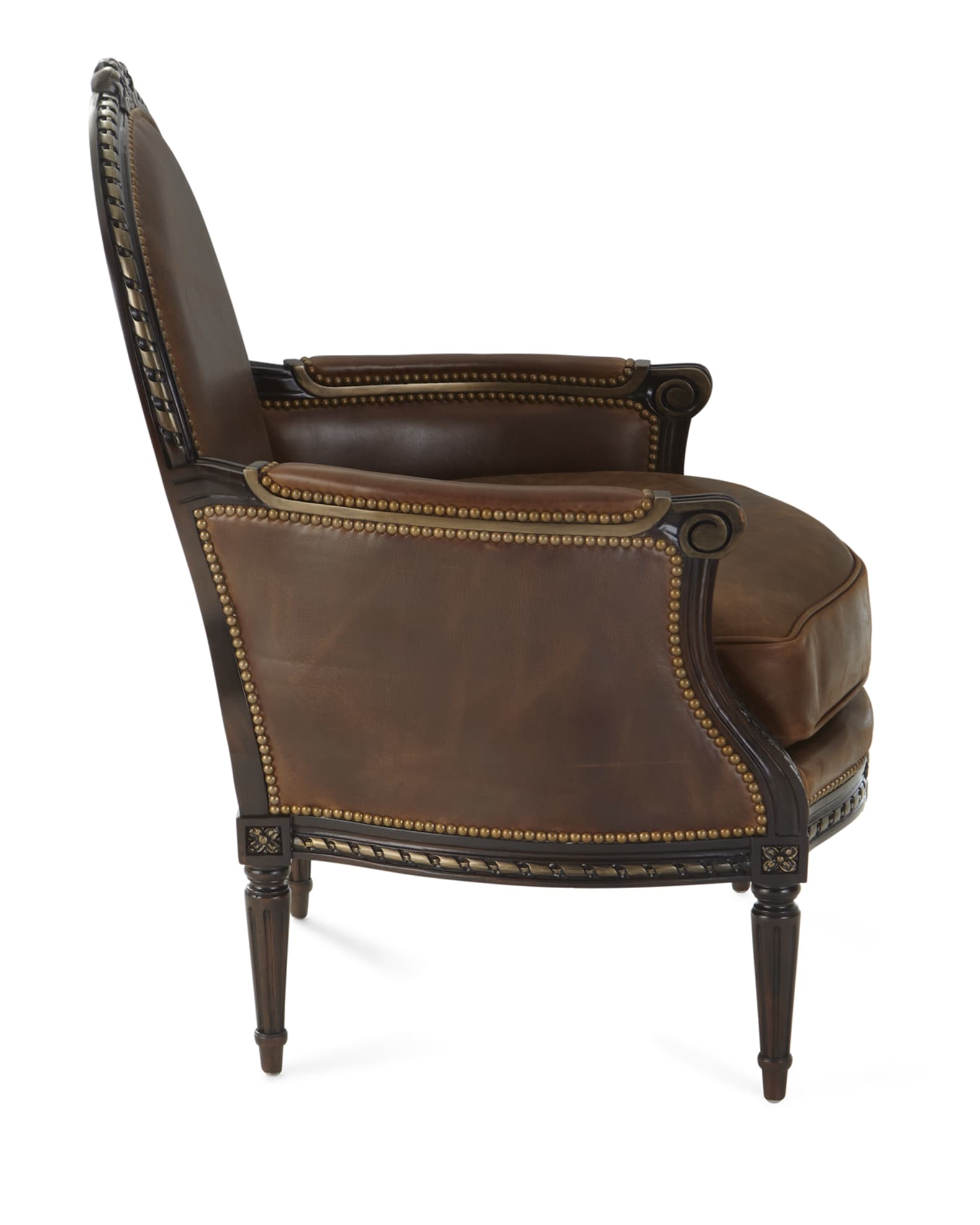 Massoud Markel Leather Bergere Chair | Neiman Marcus