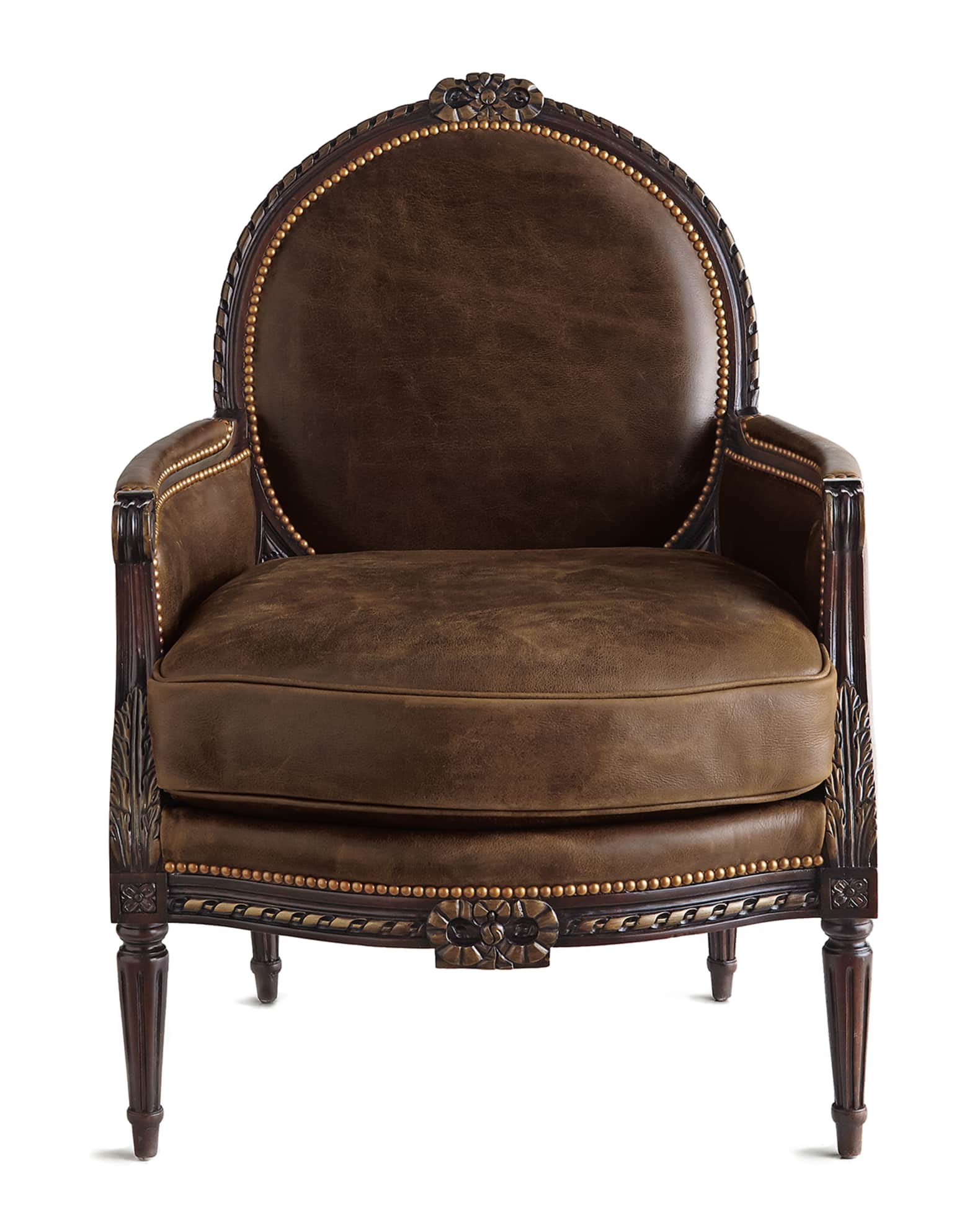 Massoud Markel Leather Bergere Chair | Neiman Marcus