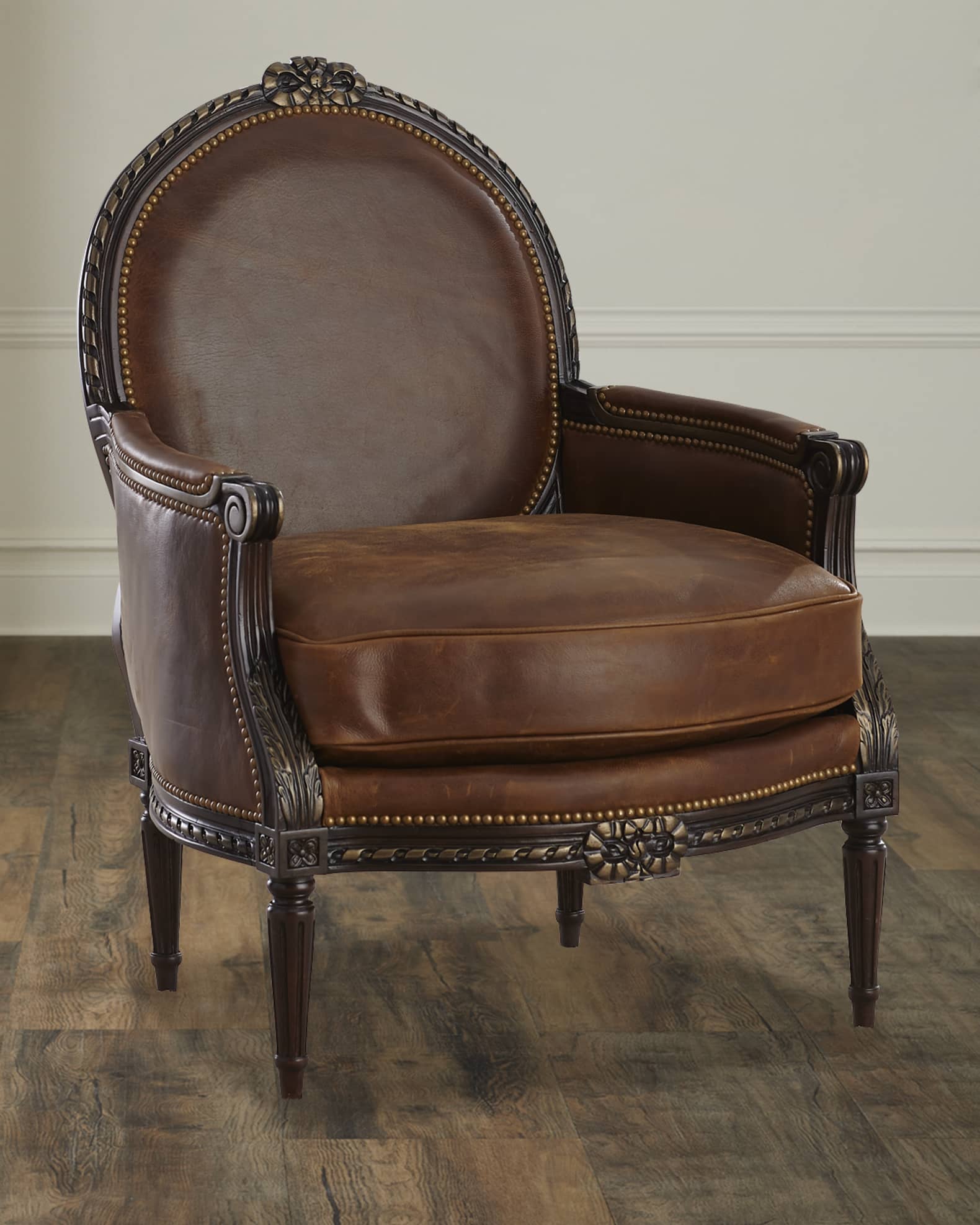 Massoud Markel Leather Bergere Chair | Neiman Marcus