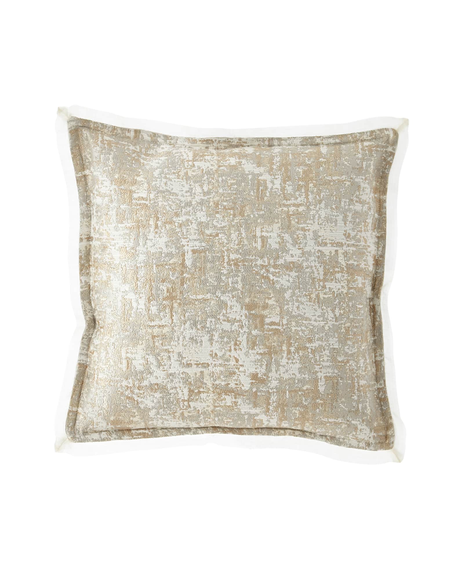 Fino Lino Linen & Lace Sinclair Gold & Silver Pillow | Neiman Marcus
