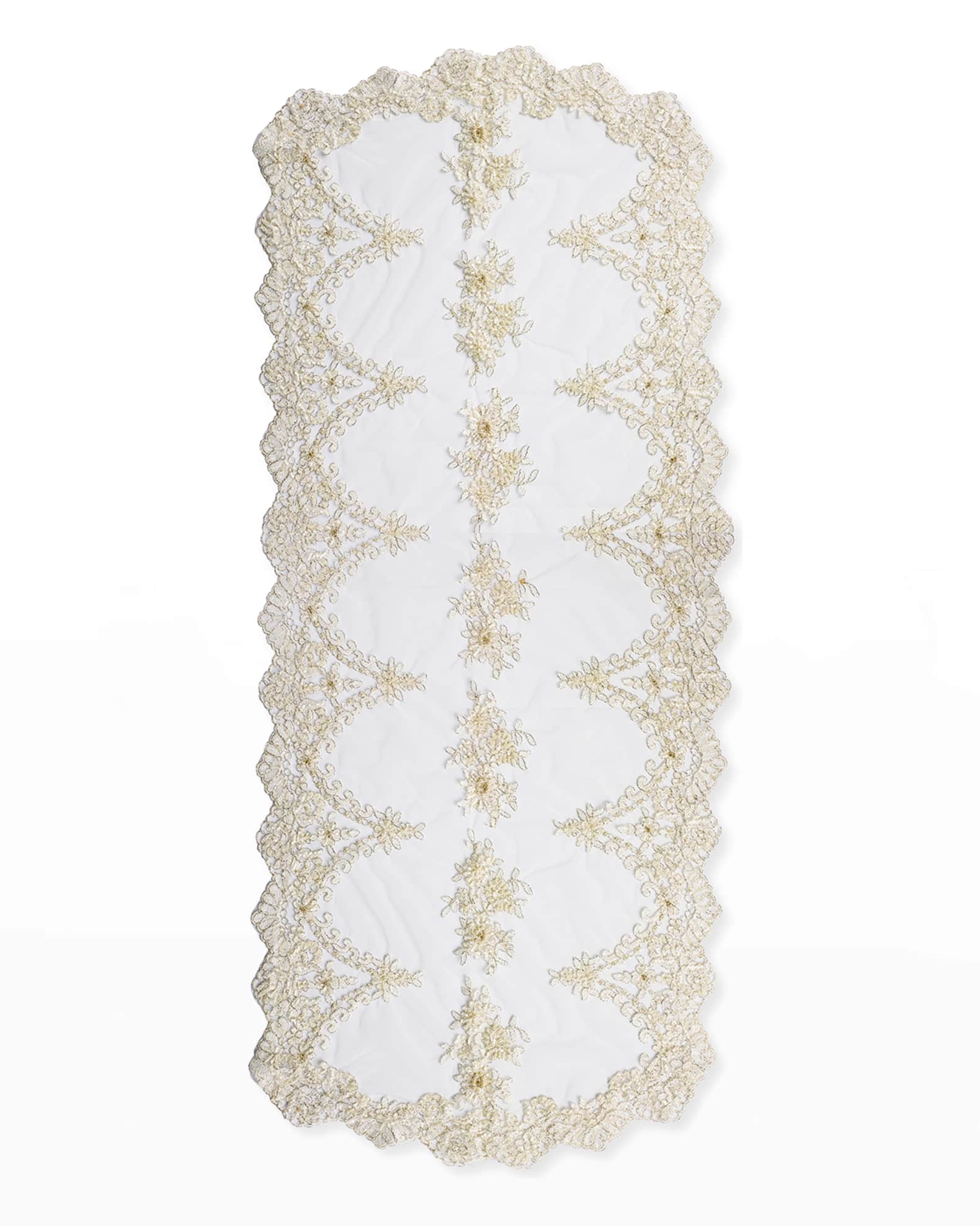 Nomi K Lace and Pearl Embroidered Table Runner | Neiman Marcus