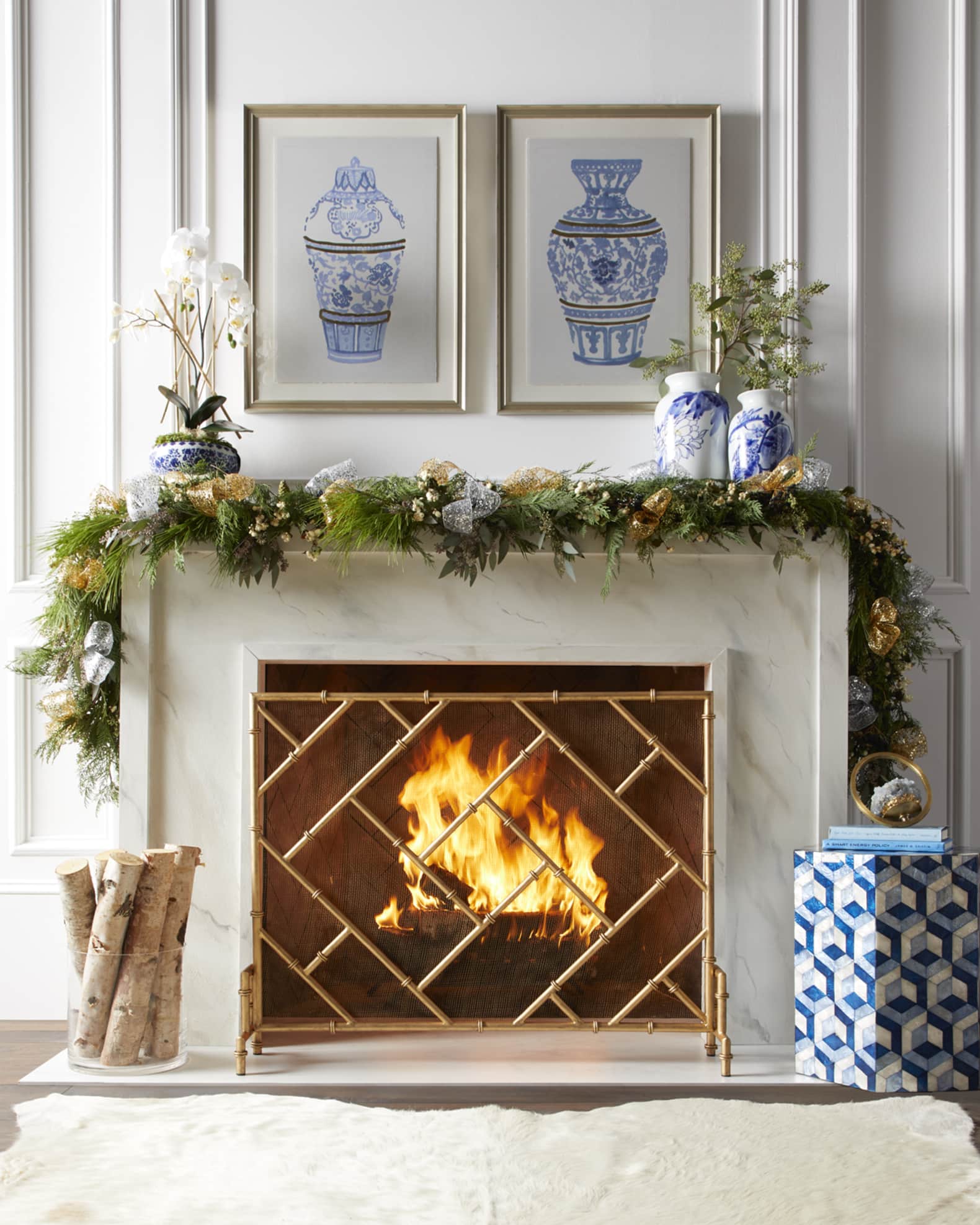 Bamboo Design Single Panel Fireplace Screen | Neiman Marcus