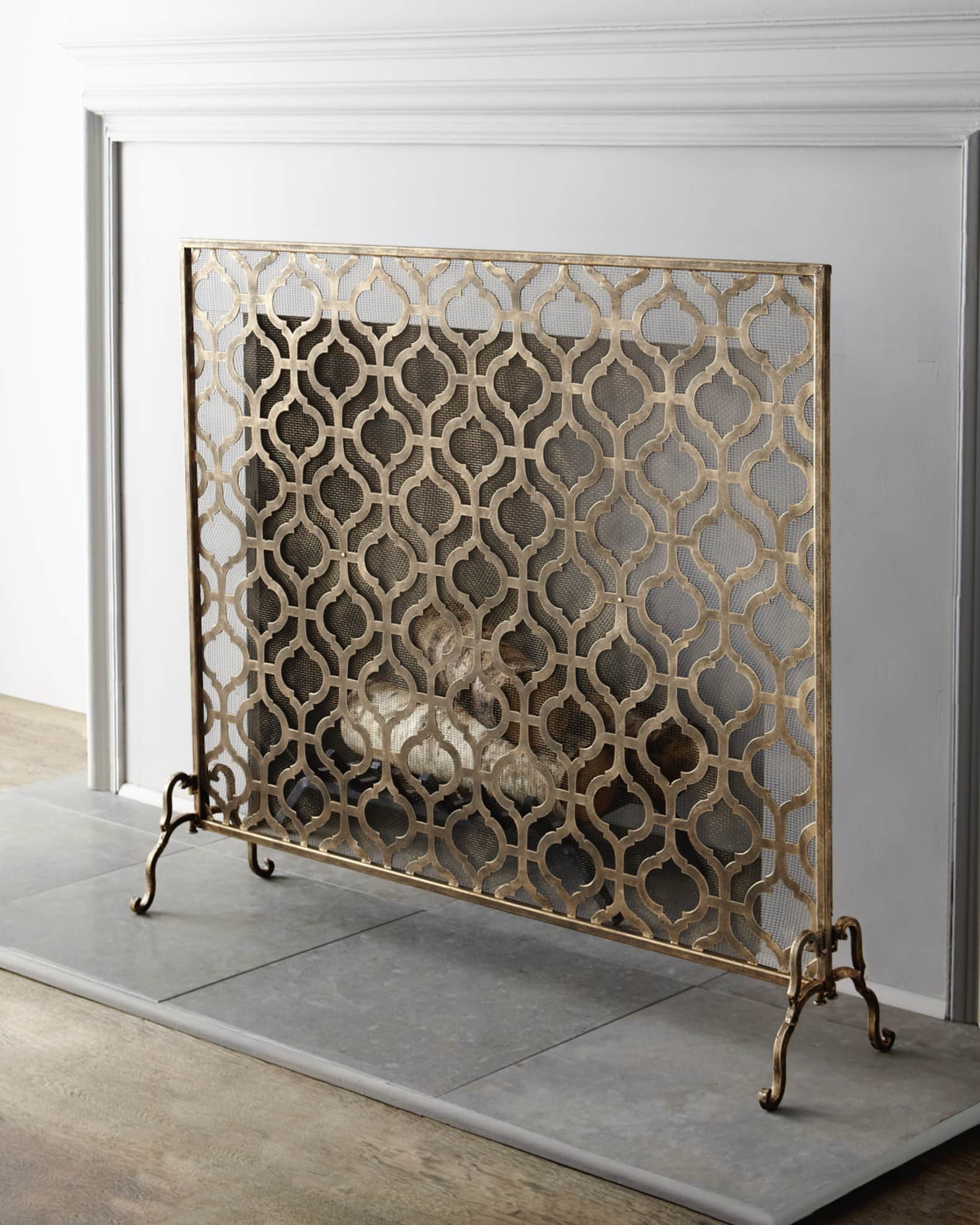 Oversize Single-Panel Iron Fireplace Screen | Neiman Marcus