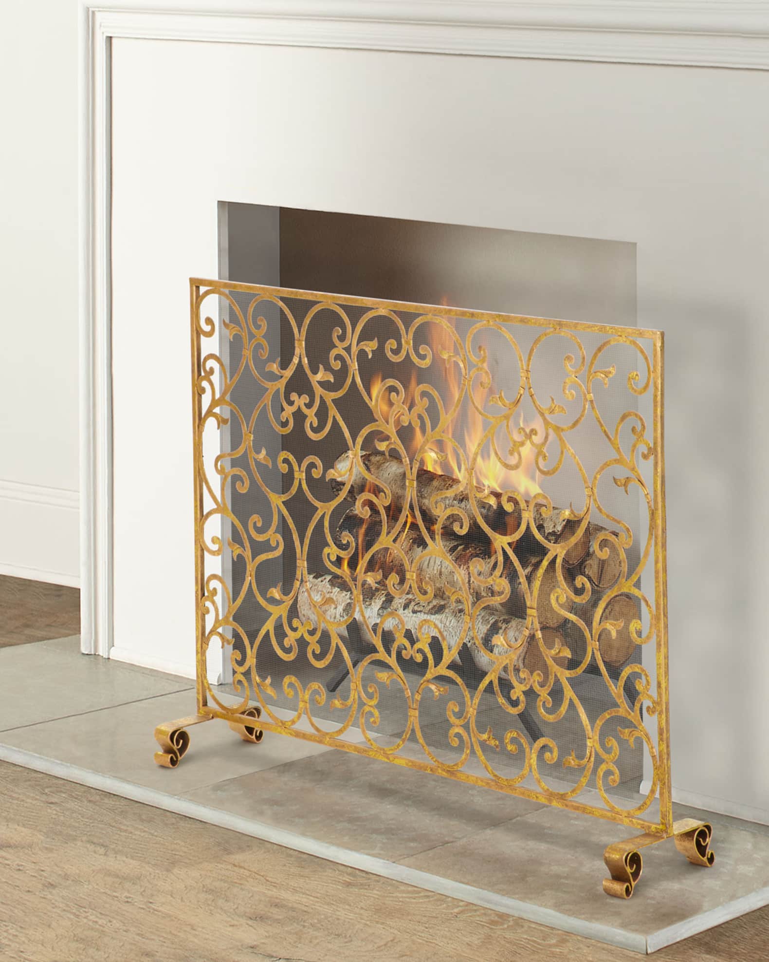 Tole Scroll and Leaf Design Fireplace Screen | Neiman Marcus