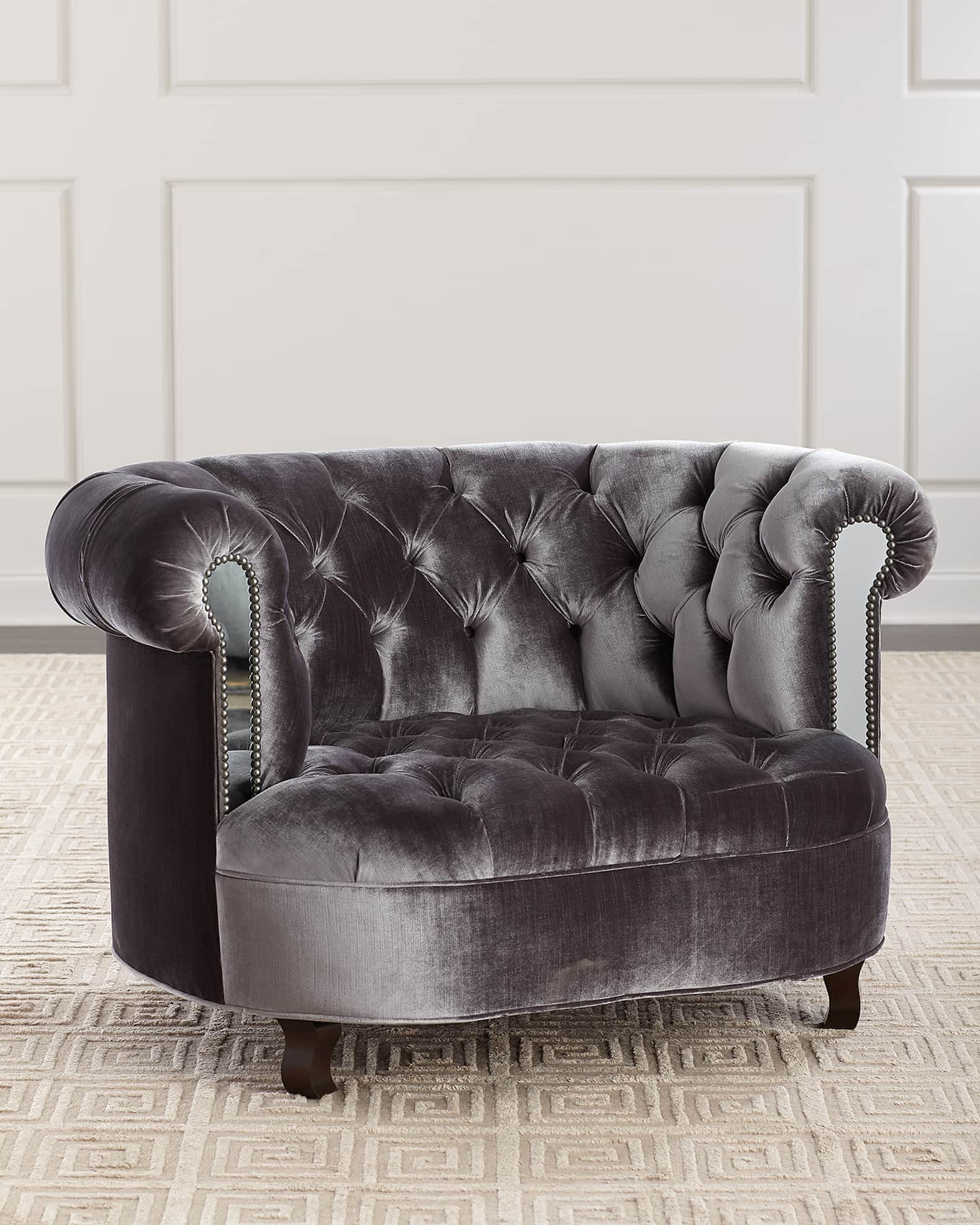 Haute House Rebecca Tufted Chair with Mirror Accents | Neiman Marcus
