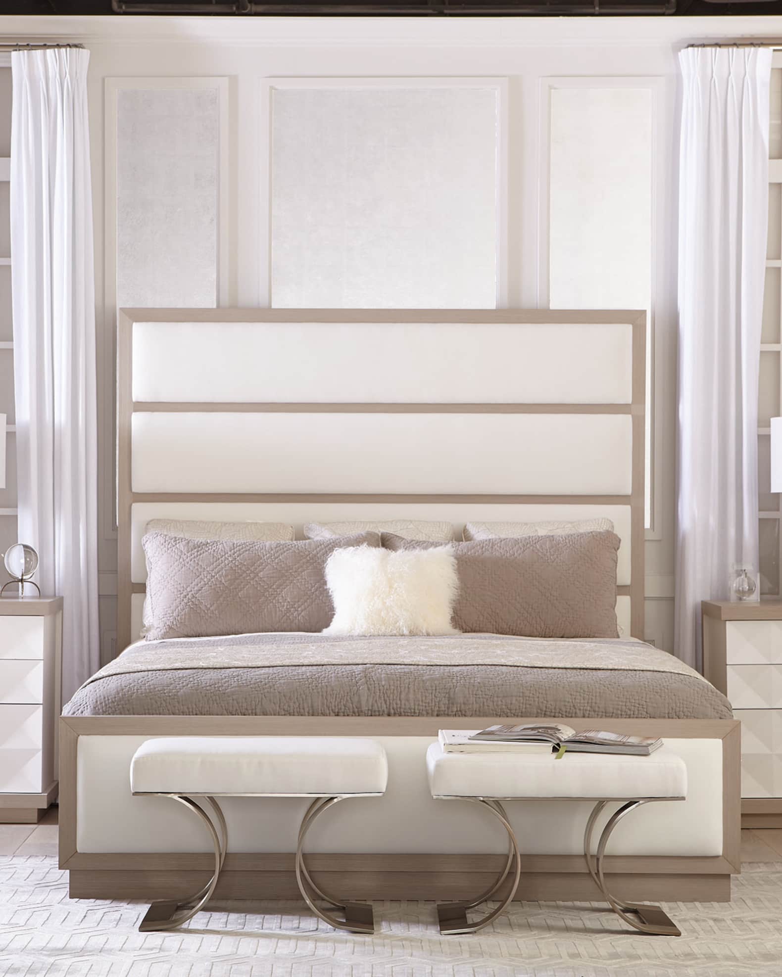 Axiom Tall Upholstered Panel Queen Bed | Neiman Marcus