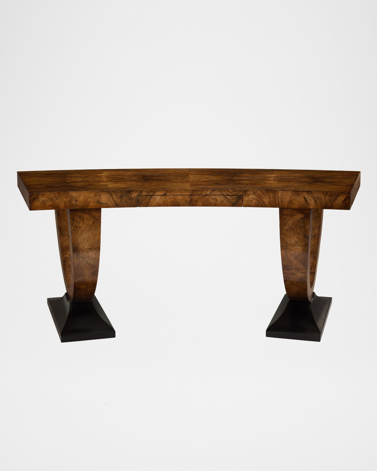 John-Richard Collection Curved Walnut Writing Desk | Neiman Marcus