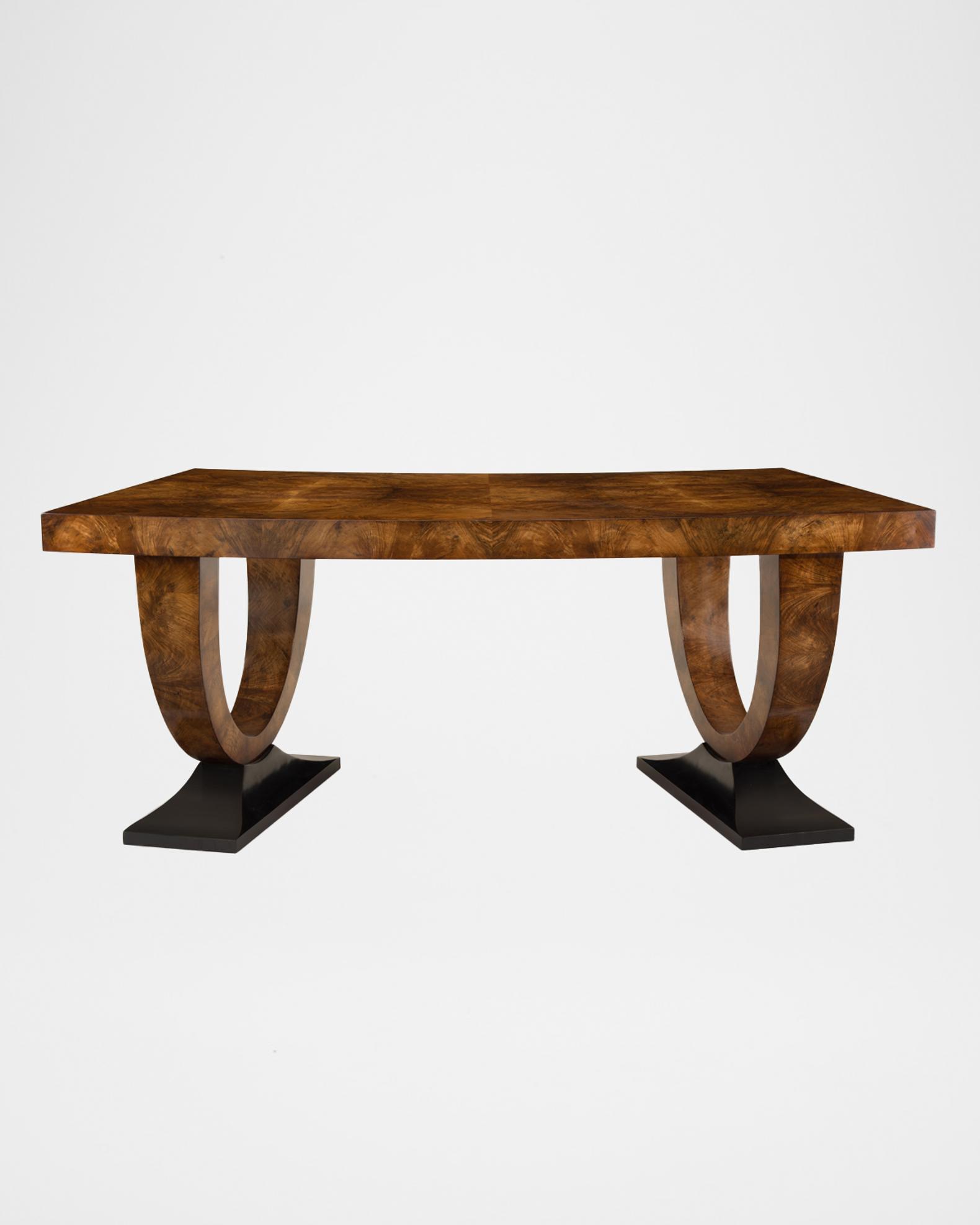 John-Richard Collection Curved Walnut Writing Desk | Neiman Marcus