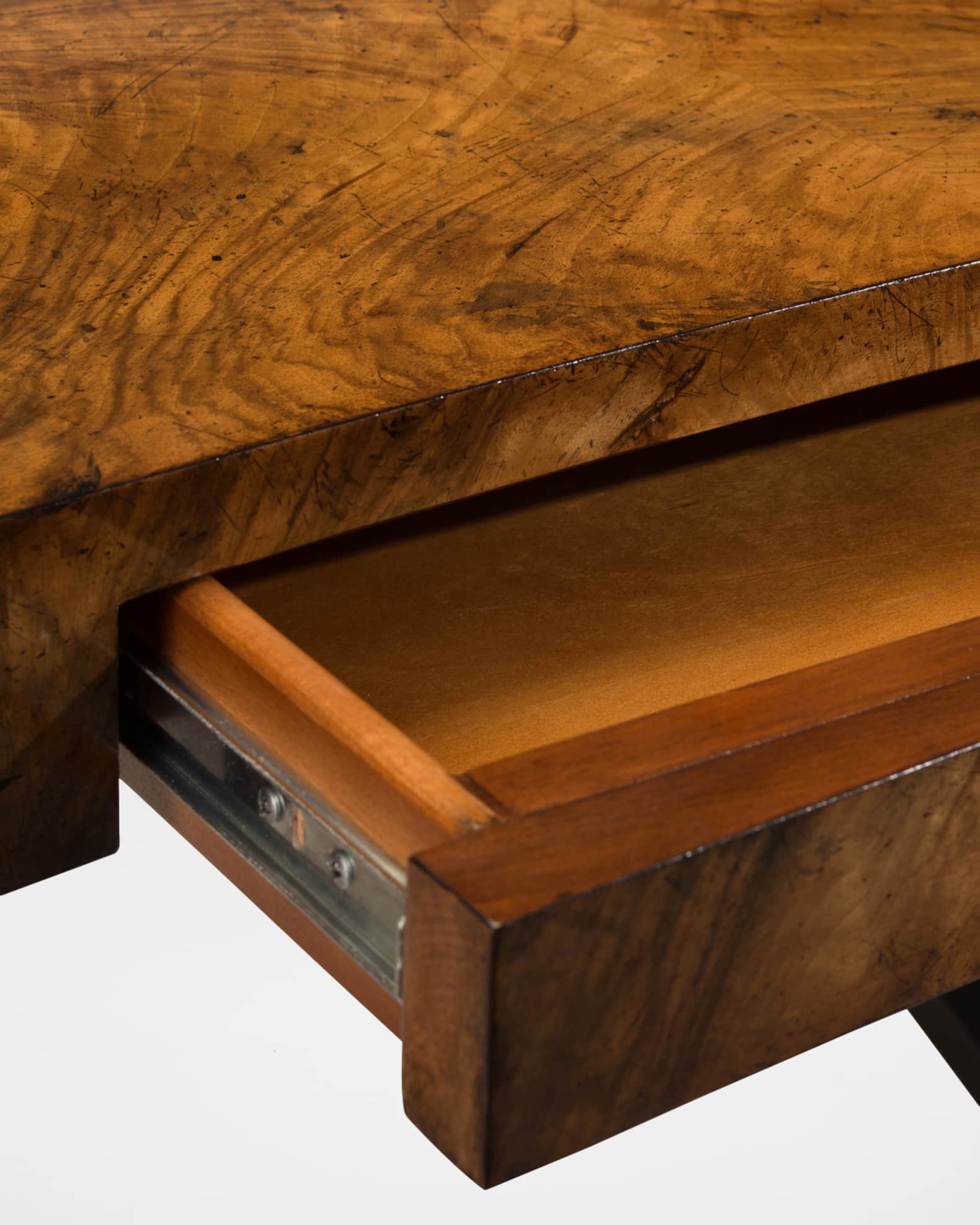 John-Richard Collection Curved Walnut Writing Desk | Neiman Marcus