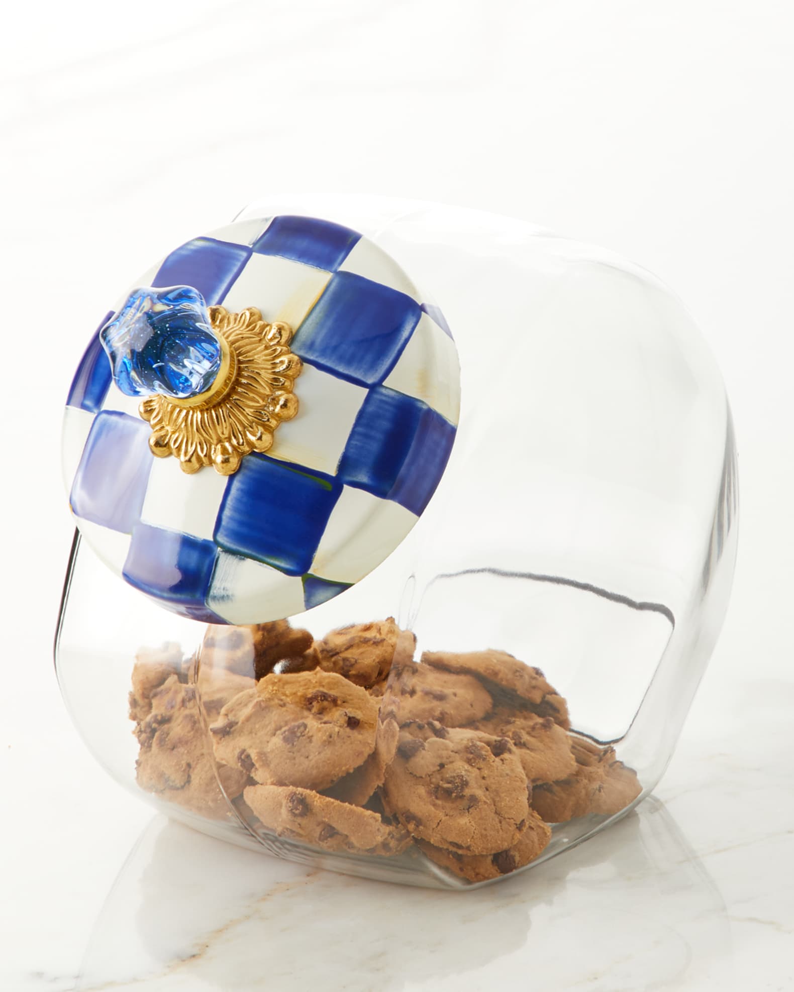 MacKenzie-Childs Cookie Jar with Royal Check Enamel Lid | Neiman Marcus