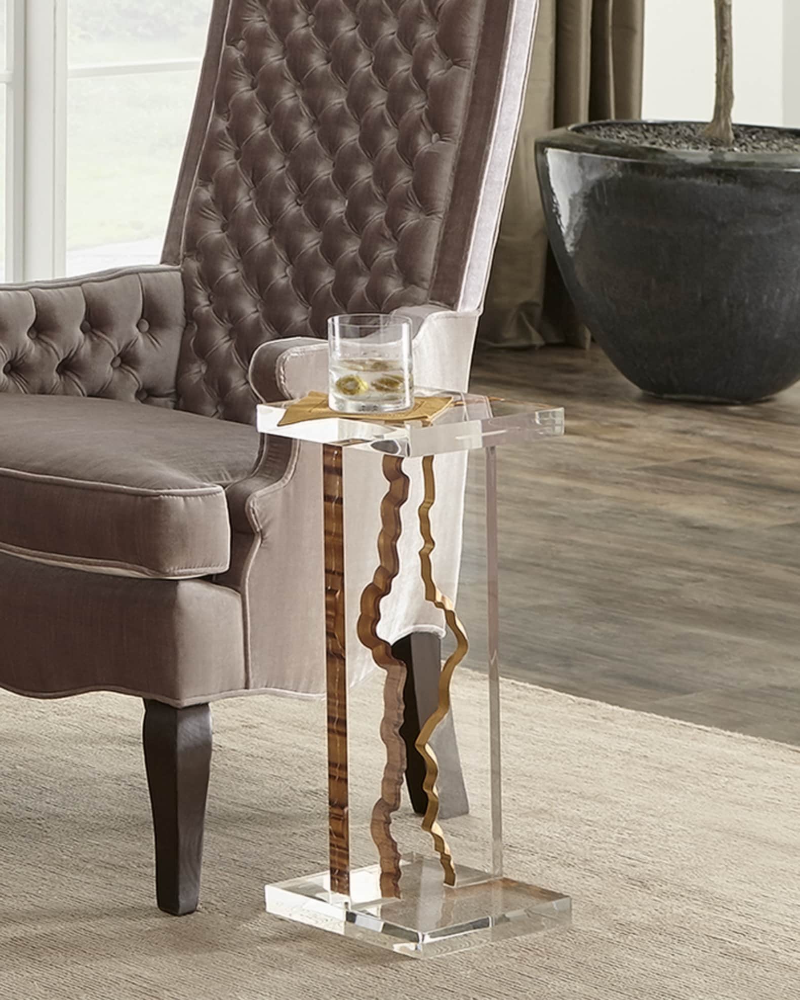 John-Richard Collection Gold Landscape Martini Table | Neiman Marcus