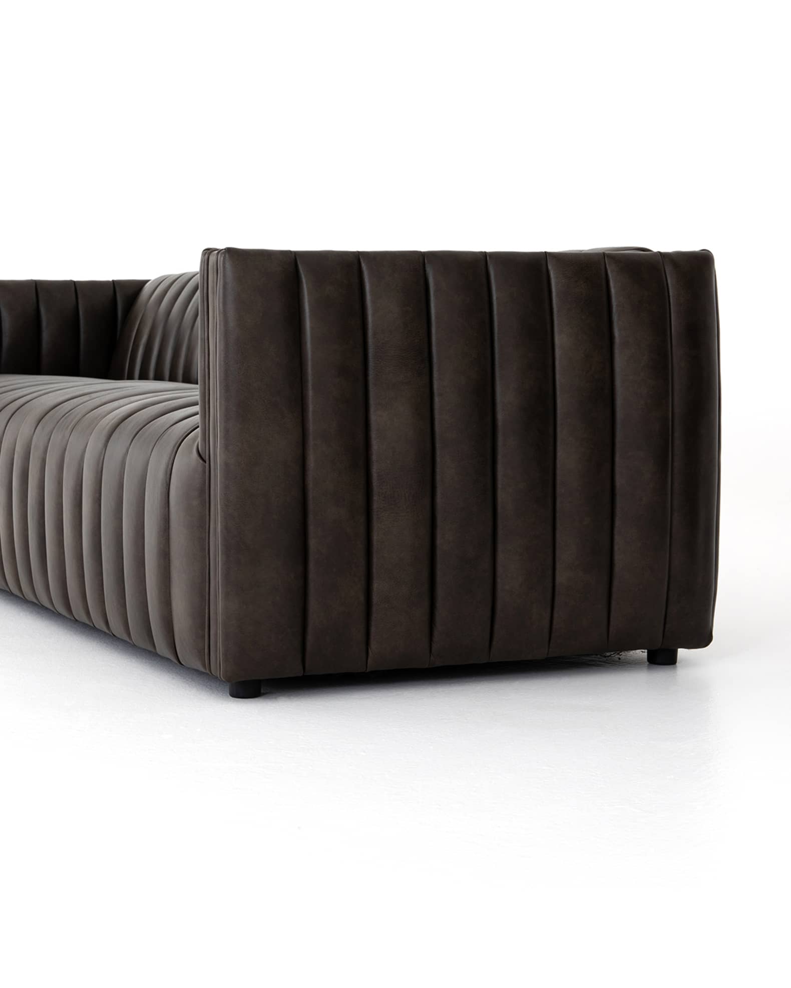 Four Hands Aldine Channel Tufted Leather Sofa, 97" | Neiman Marcus