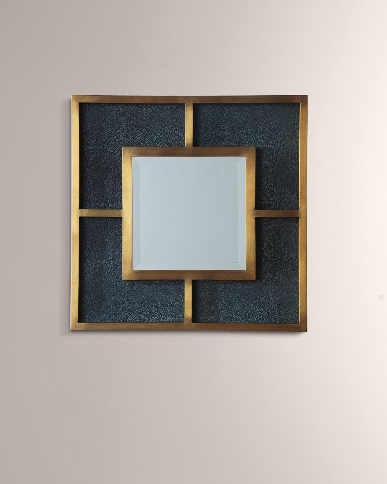 Port 68 Cairo Brass & Shagreen Mirror | Neiman Marcus