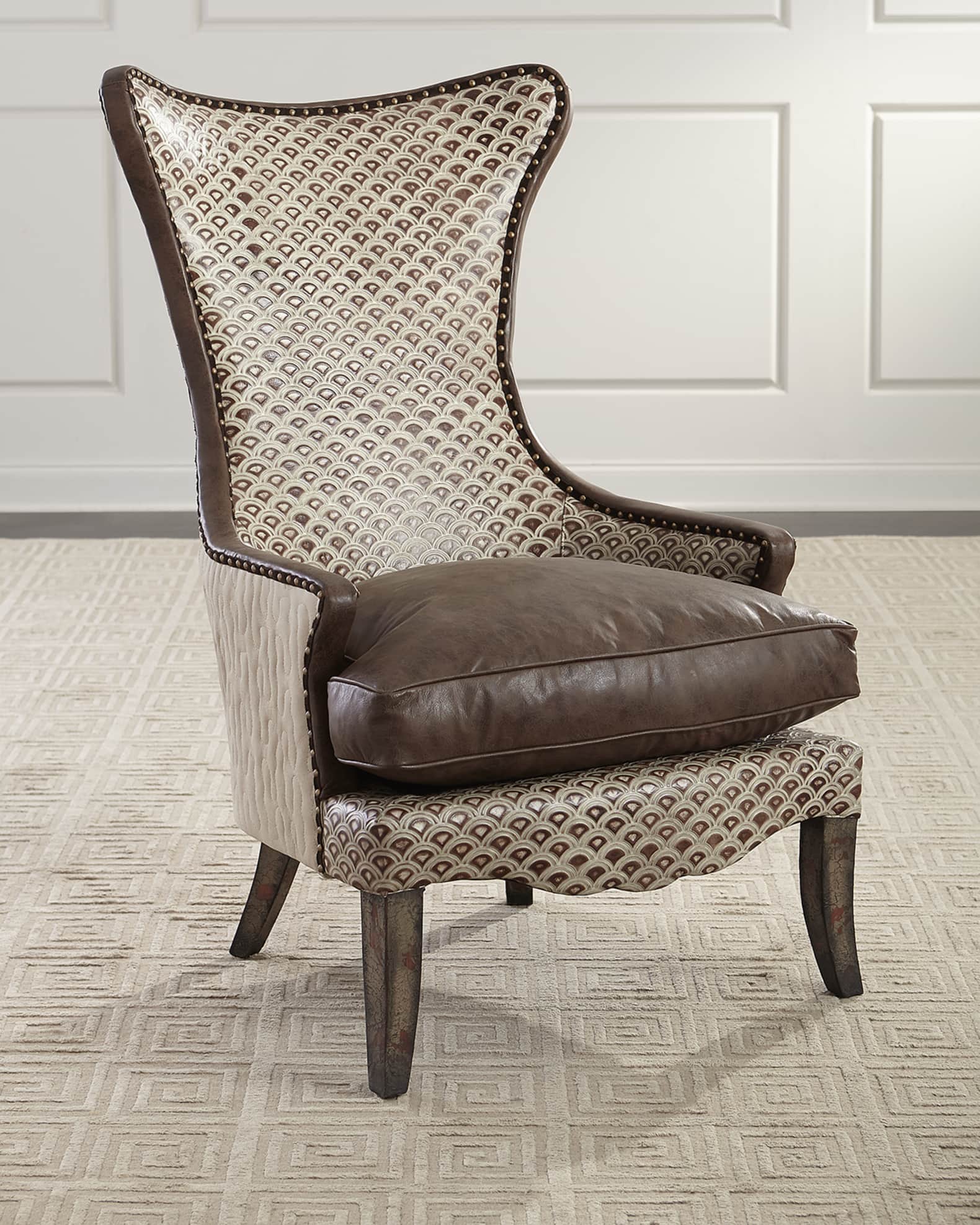 Old Hickory Tannery Hourglass Leather Wing Chair | Neiman Marcus
