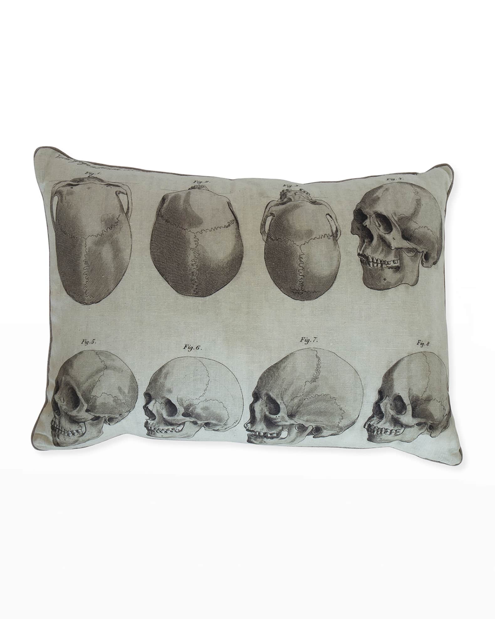 Evangeline Linens Skull Figures Pillow | Neiman Marcus