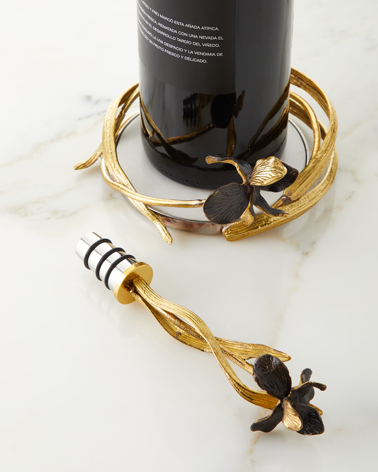 Michael Aram Black Iris Coaster & Stopper Set | Neiman Marcus