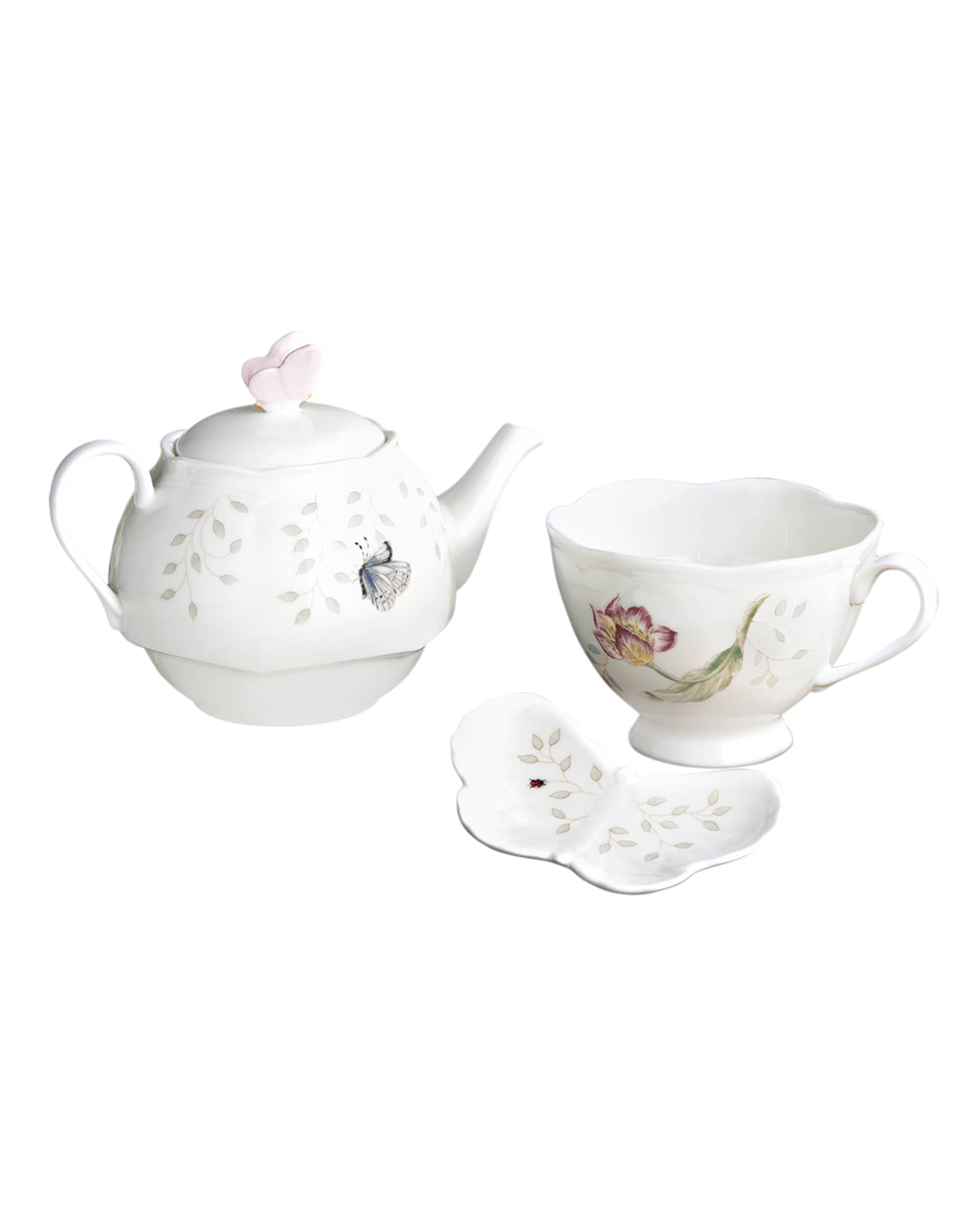 Lenox Butterfly Meadow Stacked Tea Set with Bag Holder | Neiman Marcus