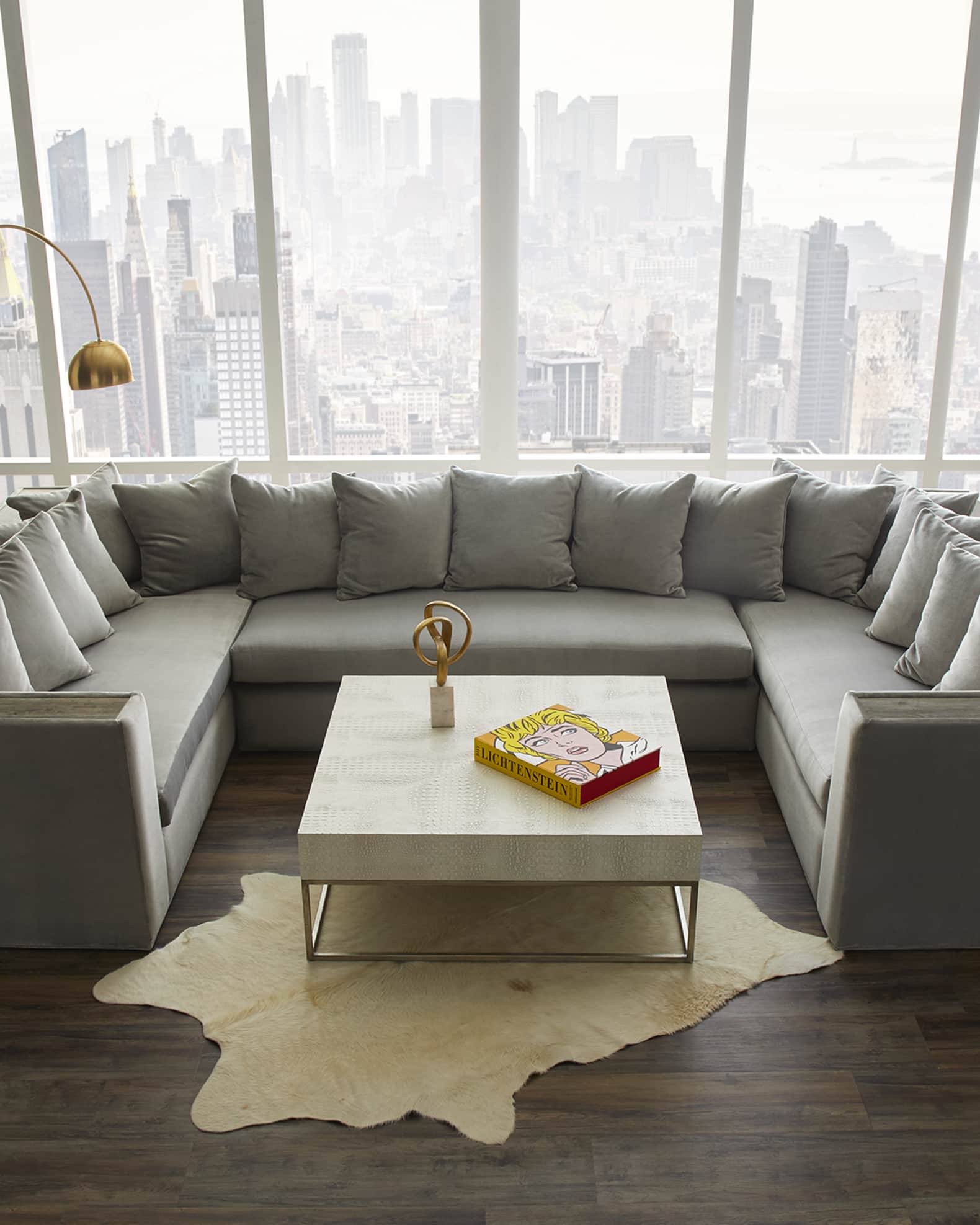 Haute House Donovan Tile Trimmed Sectional Sofa with 17 Pillows ...