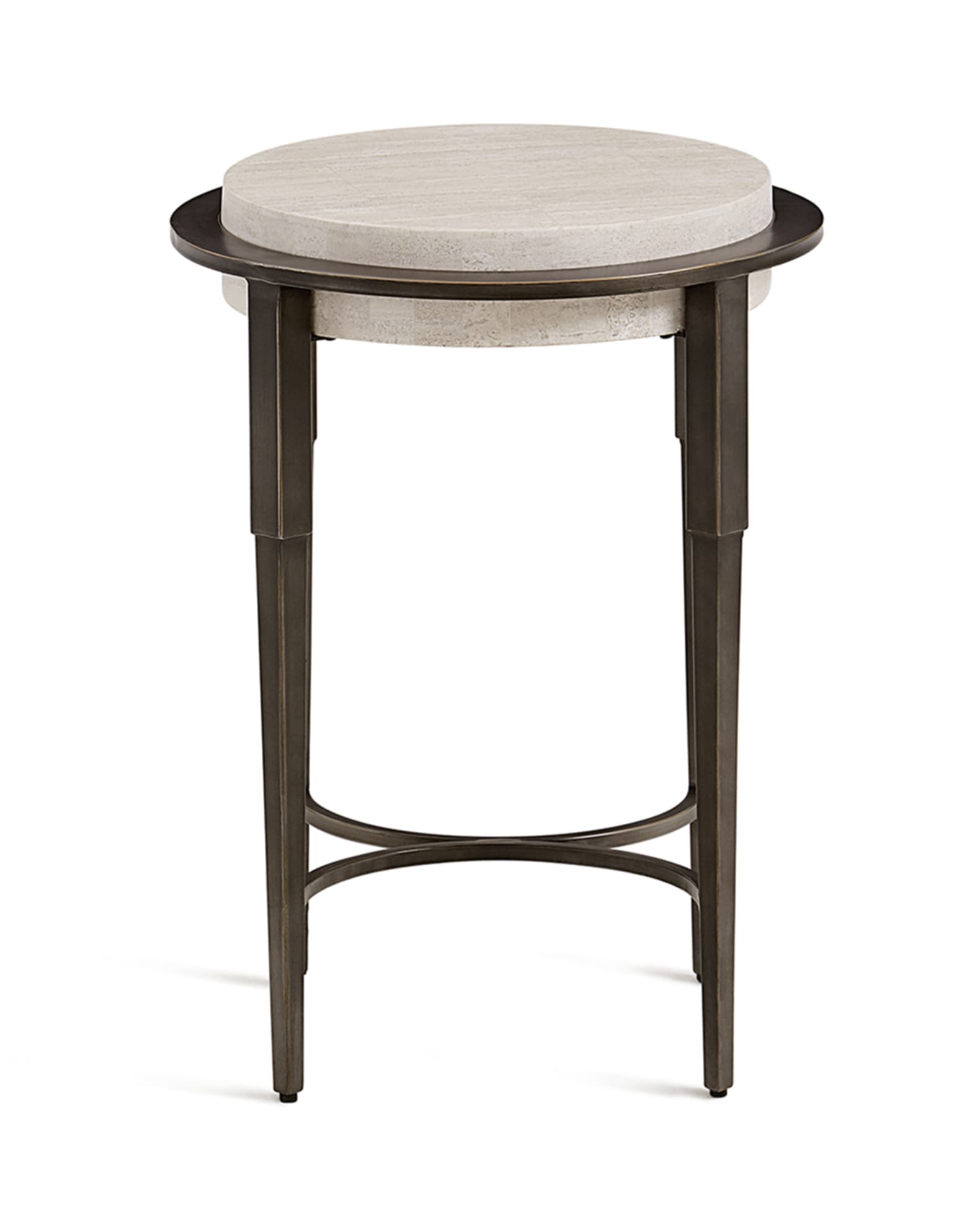 Bernhardt Barclay Round Travertine Drink Table | Neiman Marcus