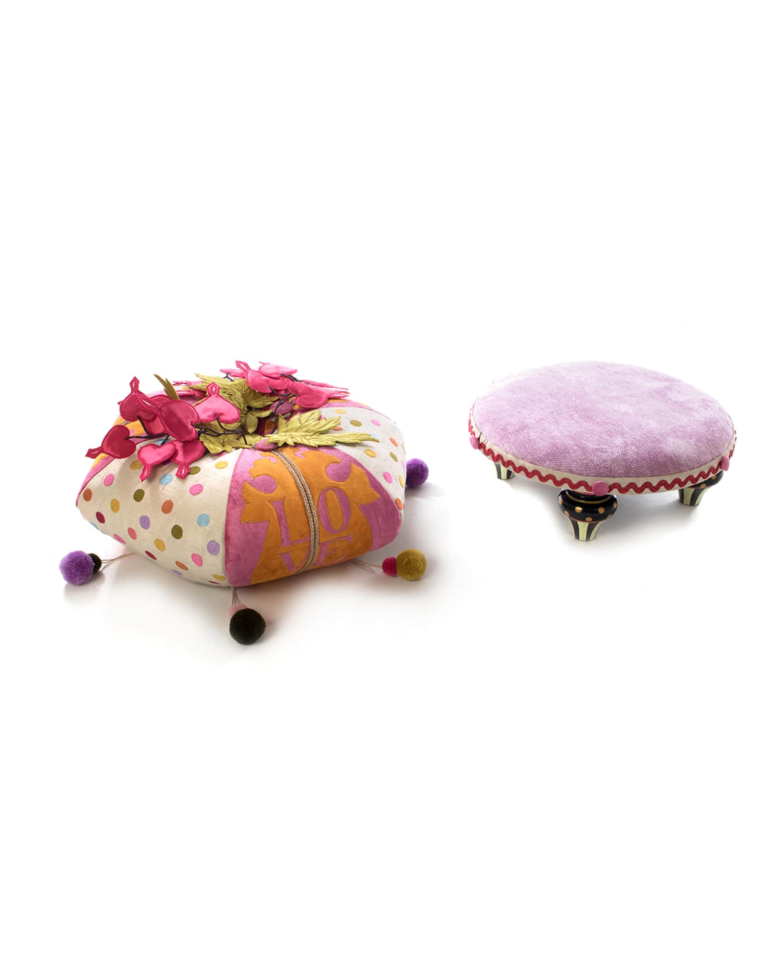 MacKenzie-Childs Bleeding Hearts Footstool | Neiman Marcus