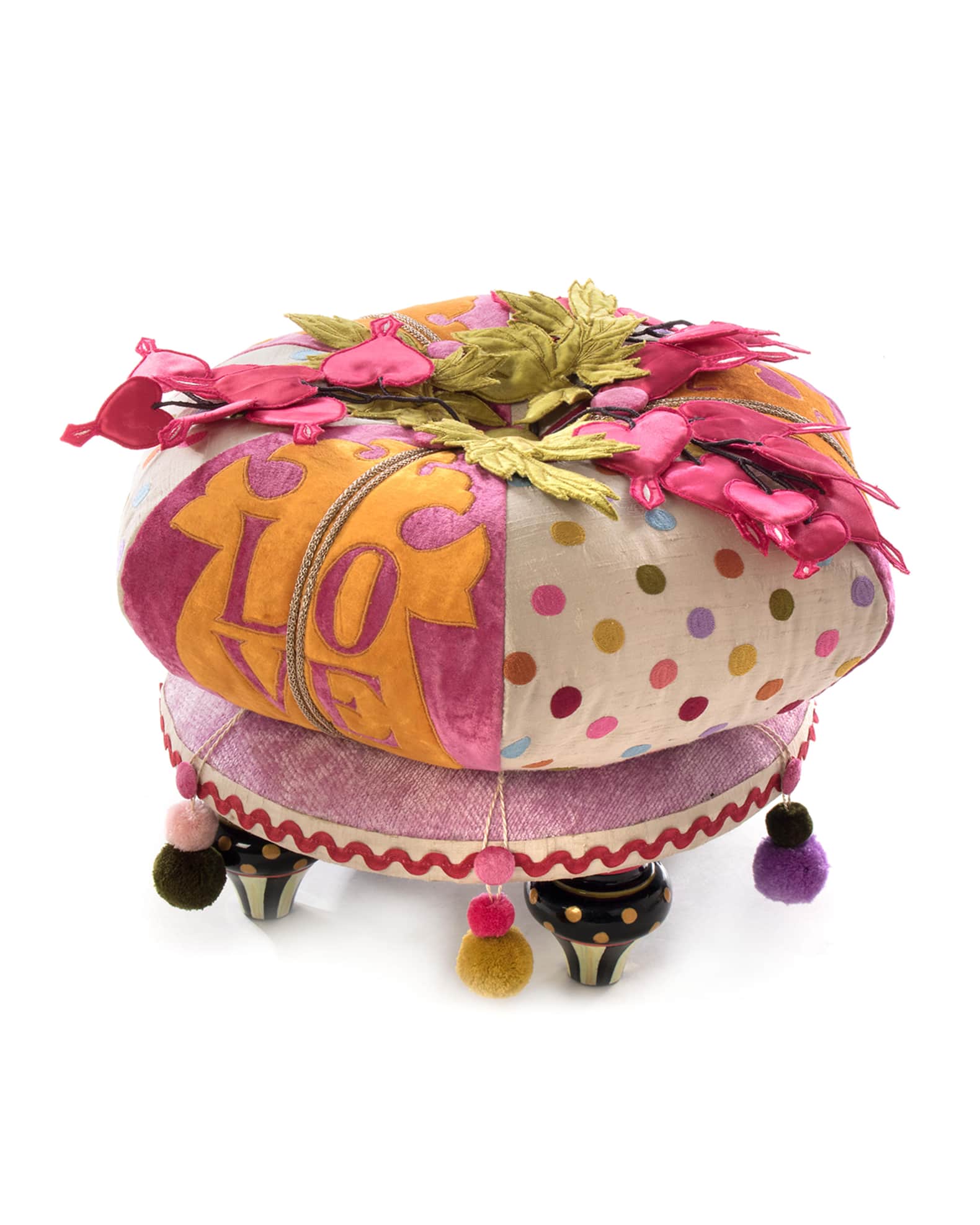 MacKenzie-Childs Bleeding Hearts Footstool | Neiman Marcus