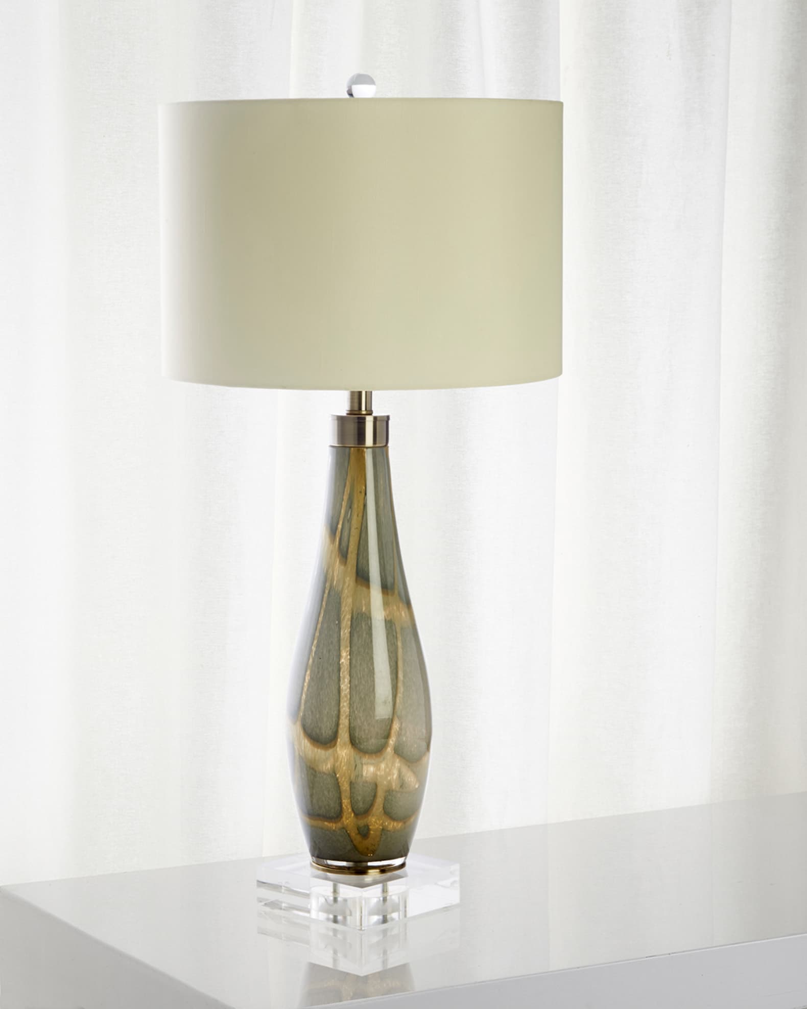 Old World Design Green & Gold Glass Lamp | Neiman Marcus