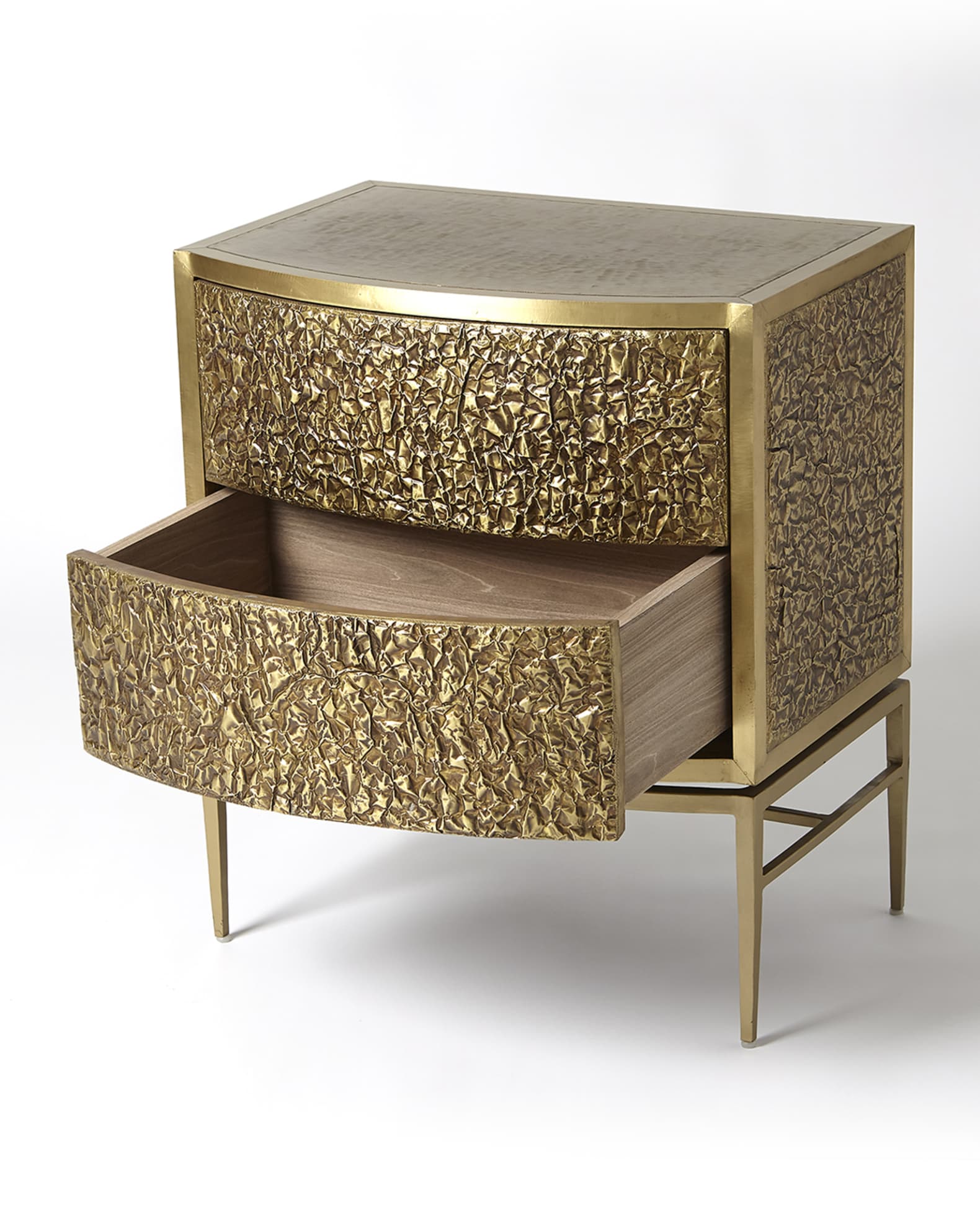 Global Views Crinkle Bronze Bedside Chest | Neiman Marcus