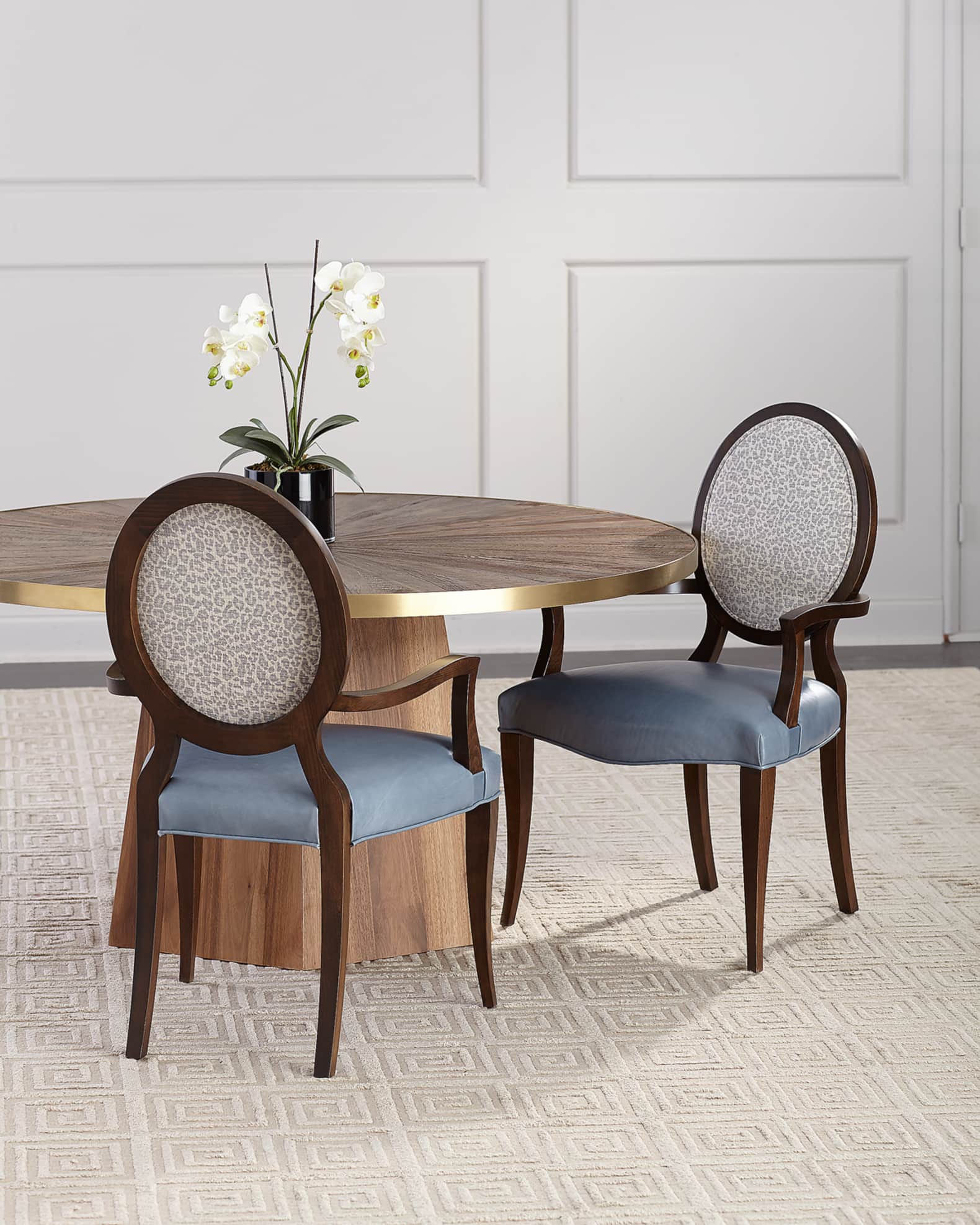 Massoud Pearlington Leather Dining Arm Chair | Neiman Marcus