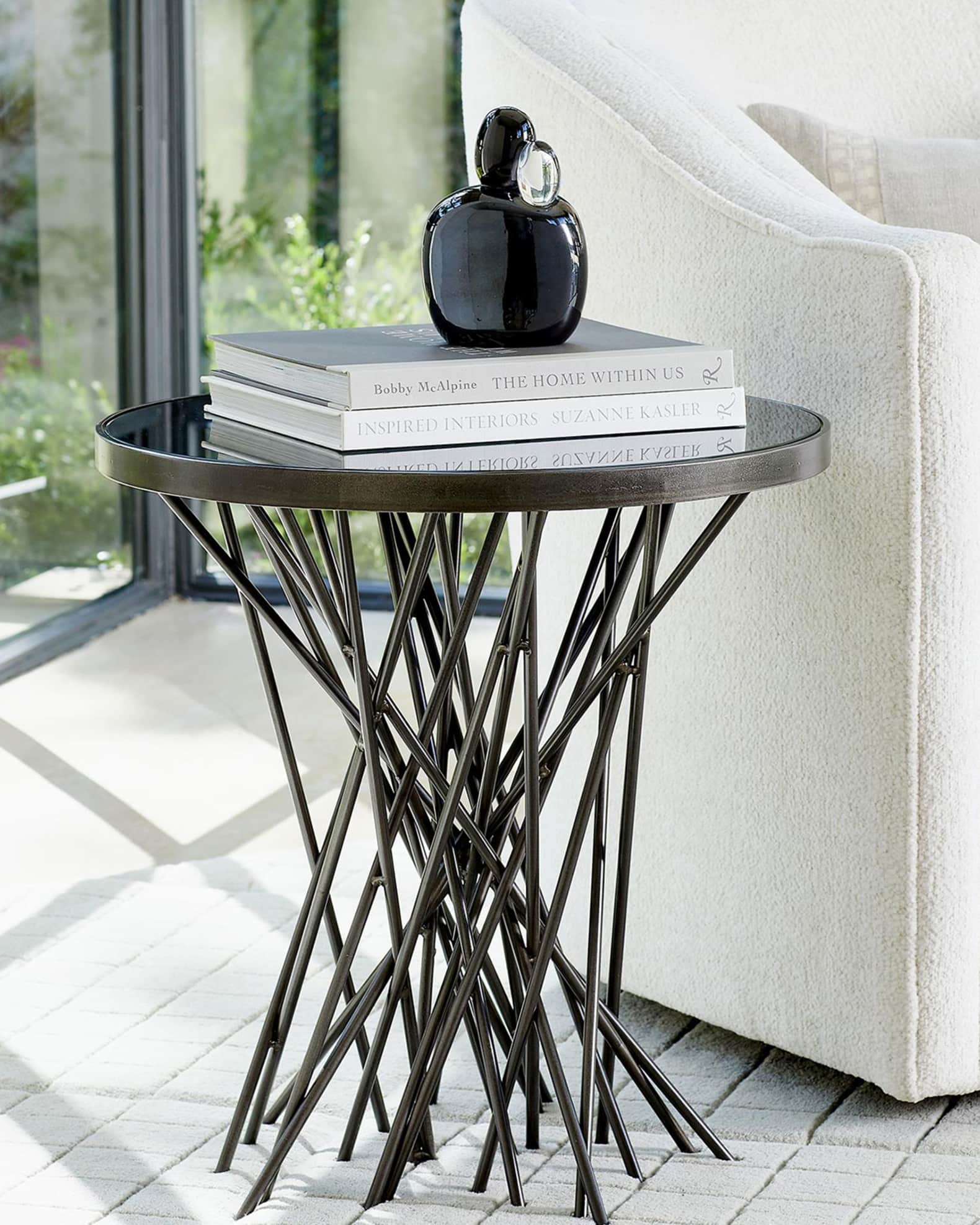 William D. Scott for Global Views Stix Side Table with Bronze Glass Top ...