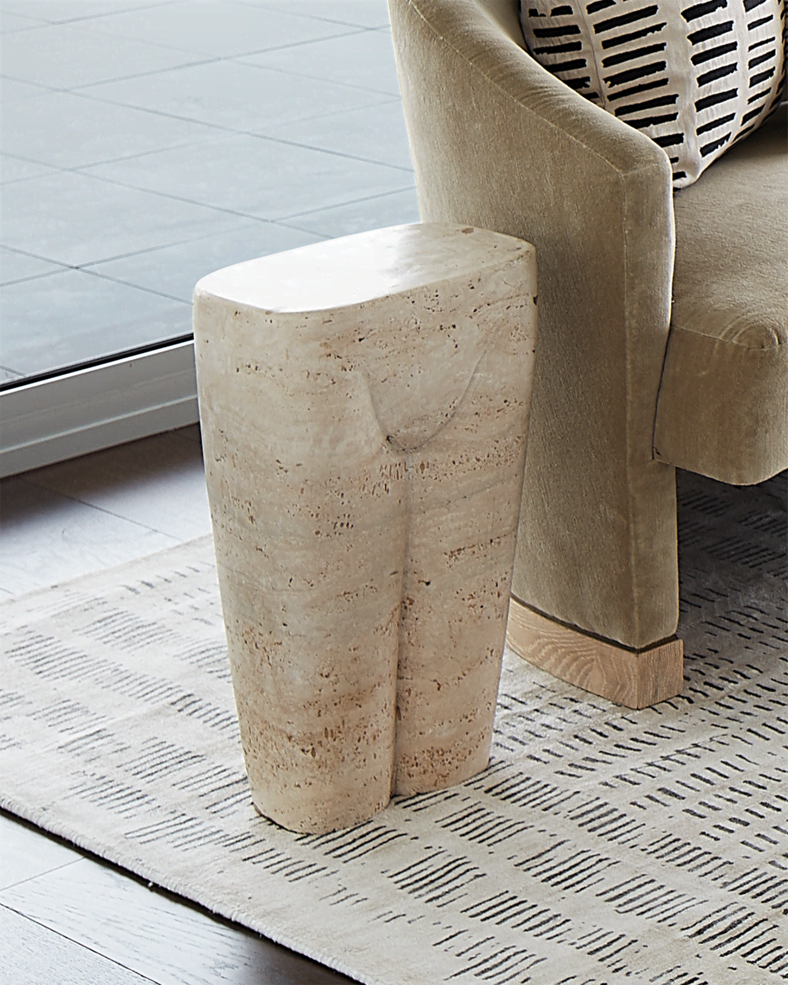 Citizen Artist by Global Views Femme Travertine Stool | Neiman Marcus
