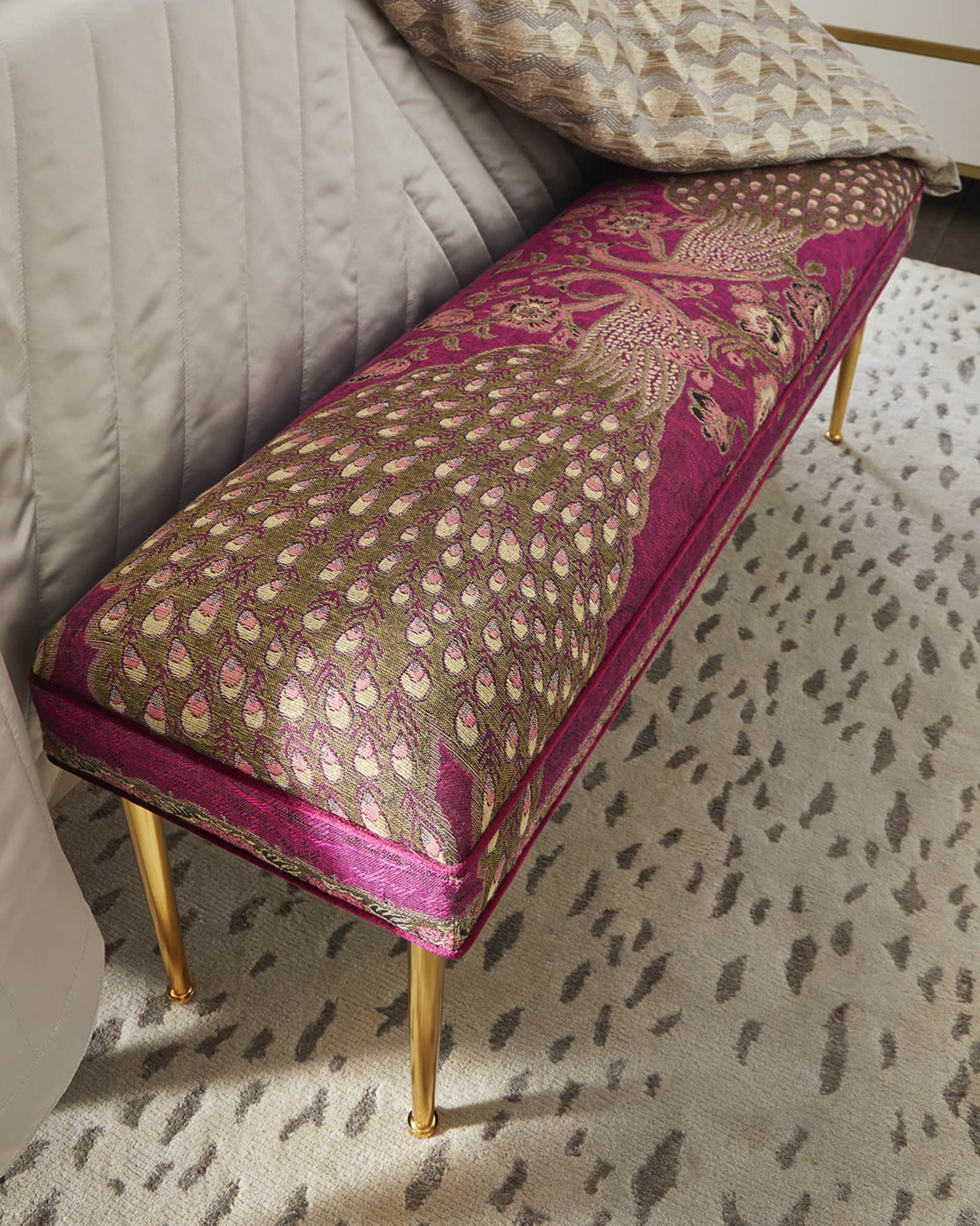 Haute House Fuchsia Peacock Bench, 50" | Neiman Marcus