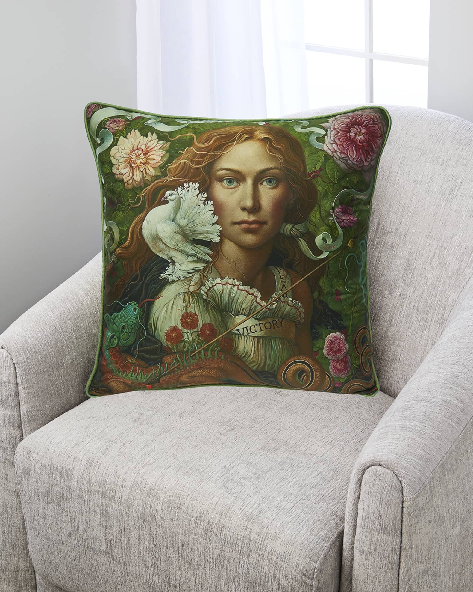 Yana Movchan Slay Your Dragon Silk Pillow | Neiman Marcus