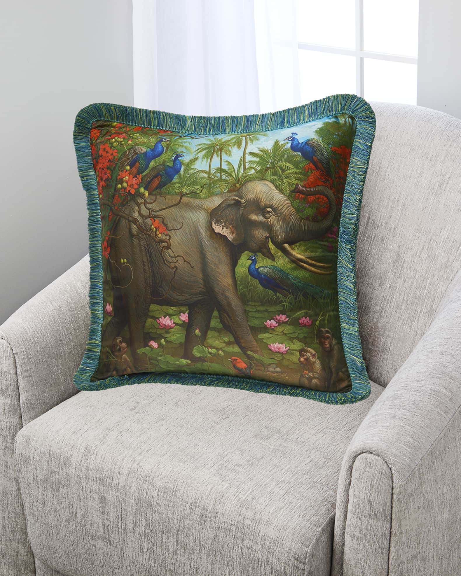 Yana Movchan Jungle of Happiness Silk Pillow | Neiman Marcus